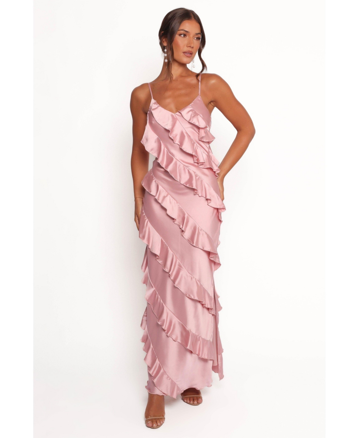 Click here for Petal and Pup Womens Ciao Ruffles Maxi Satin Dress... prices