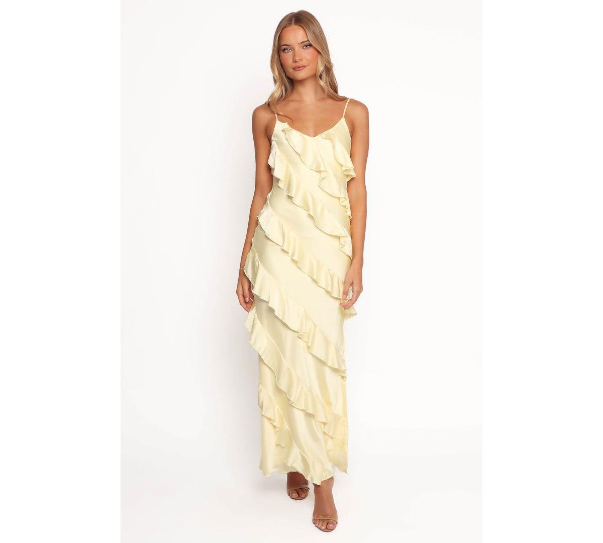 Click here for Petal and Pup Womens Ciao Ruffles Maxi Satin Dress... prices