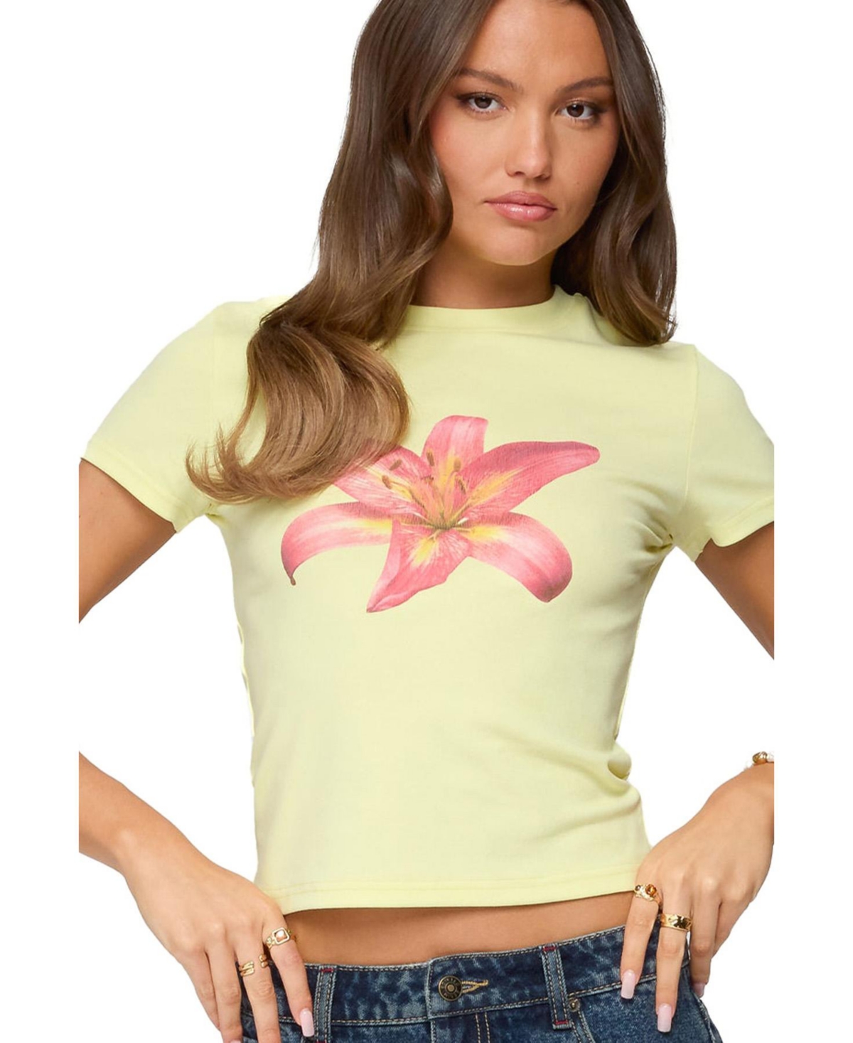 Click here for Edikted Womens Daylily T Shirt - Yellow prices
