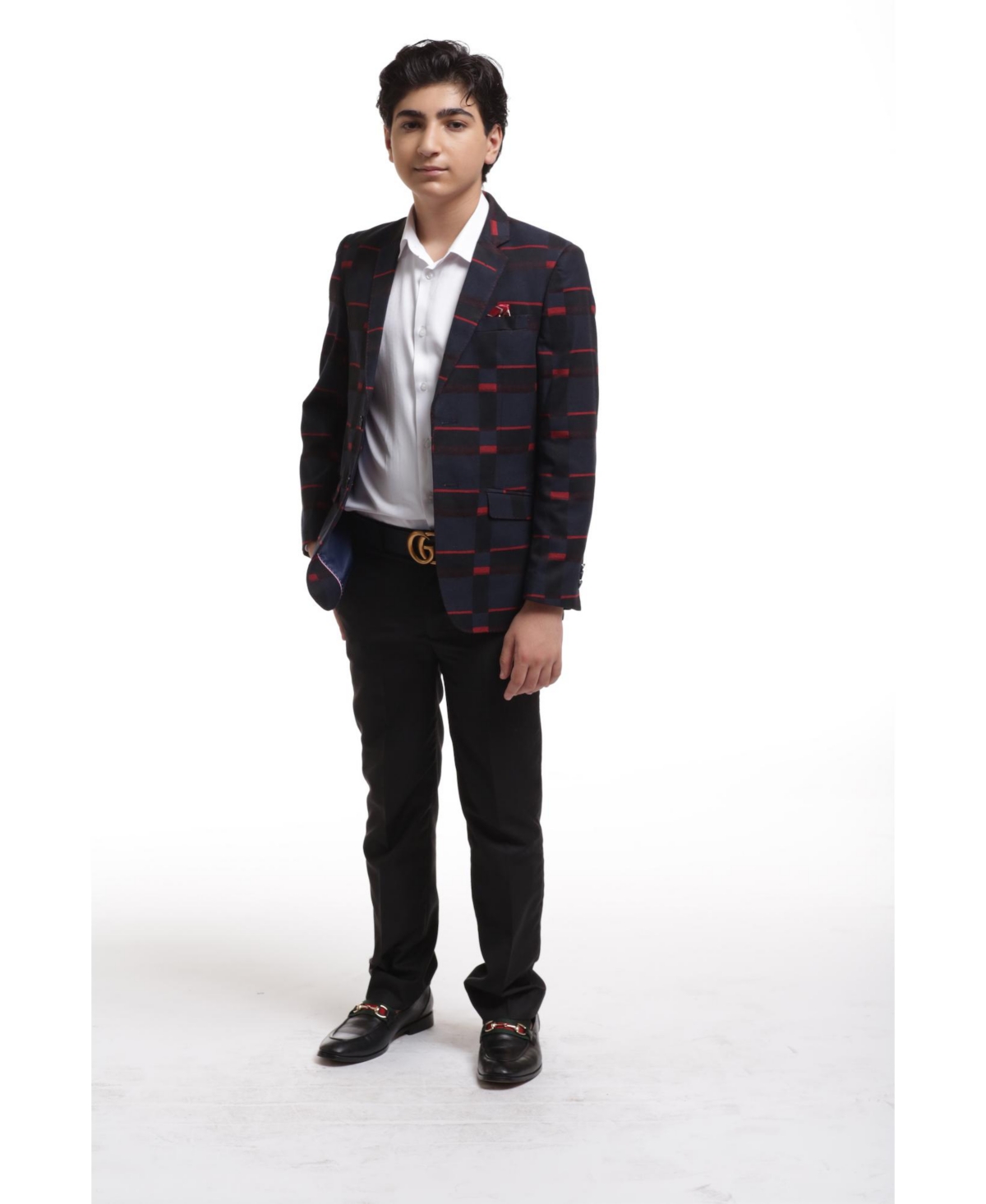Click here for Elie Balleh Boys Black Slim Fit Slim Fit Checked B... prices