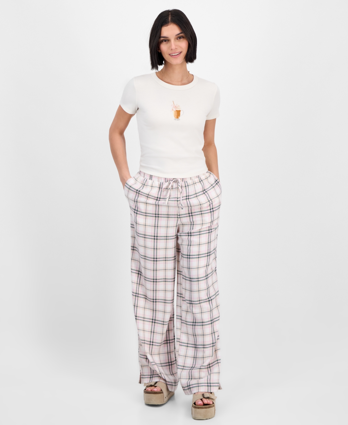 Click here for Self Esteem Juniors Plaid-Print Boxer Drawstring P... prices