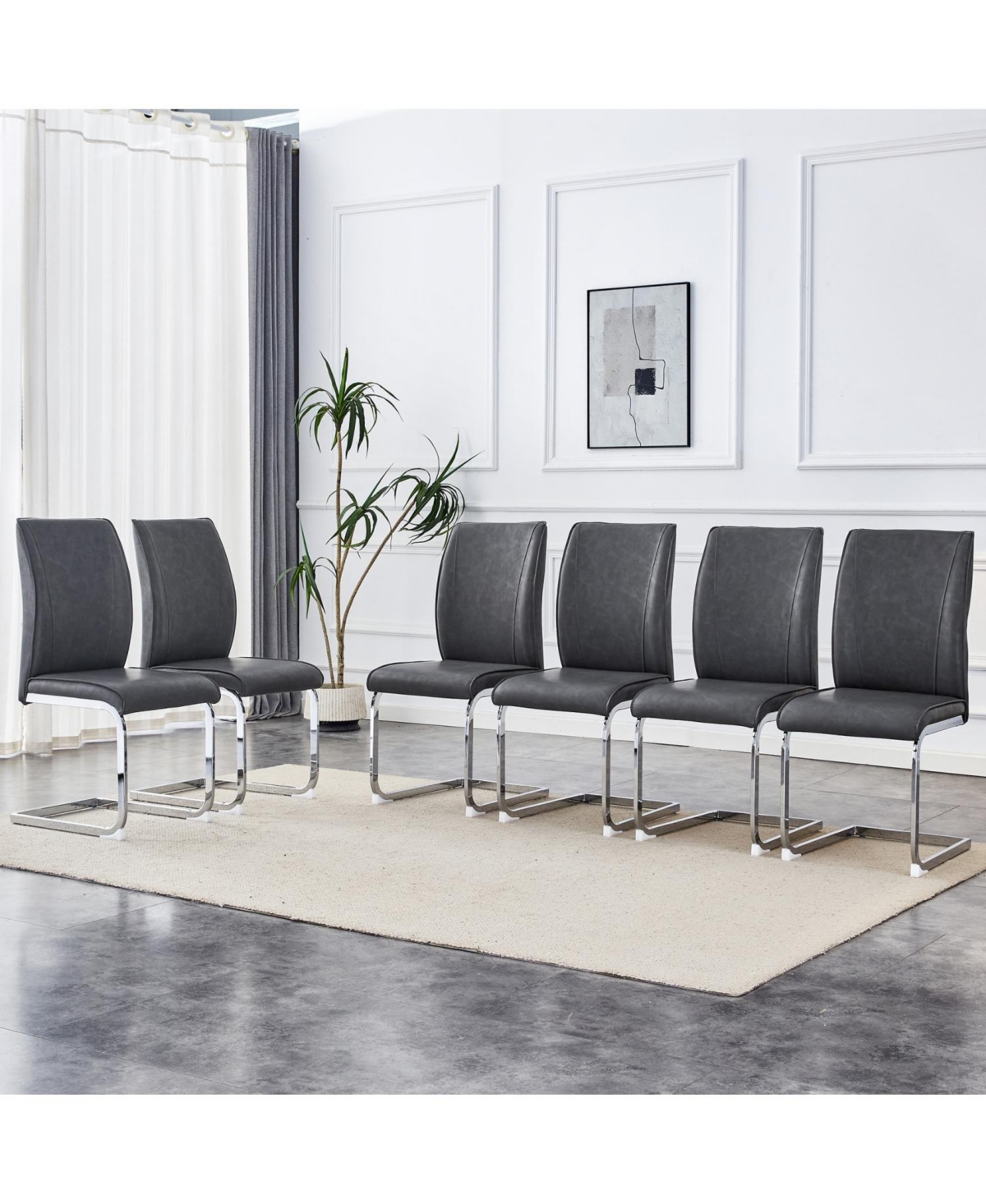 Click here for Streamdale Furniture Luxury Gray Pu Dining Chairs... prices