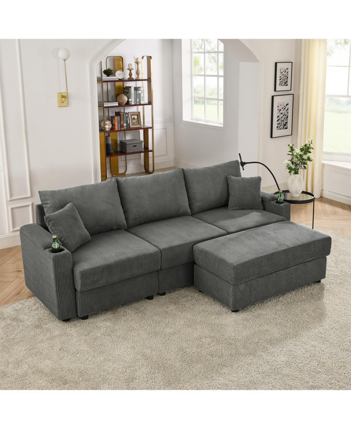 Click here for Streamdale Modern L-Shaped Couch with Ottoman & St... prices