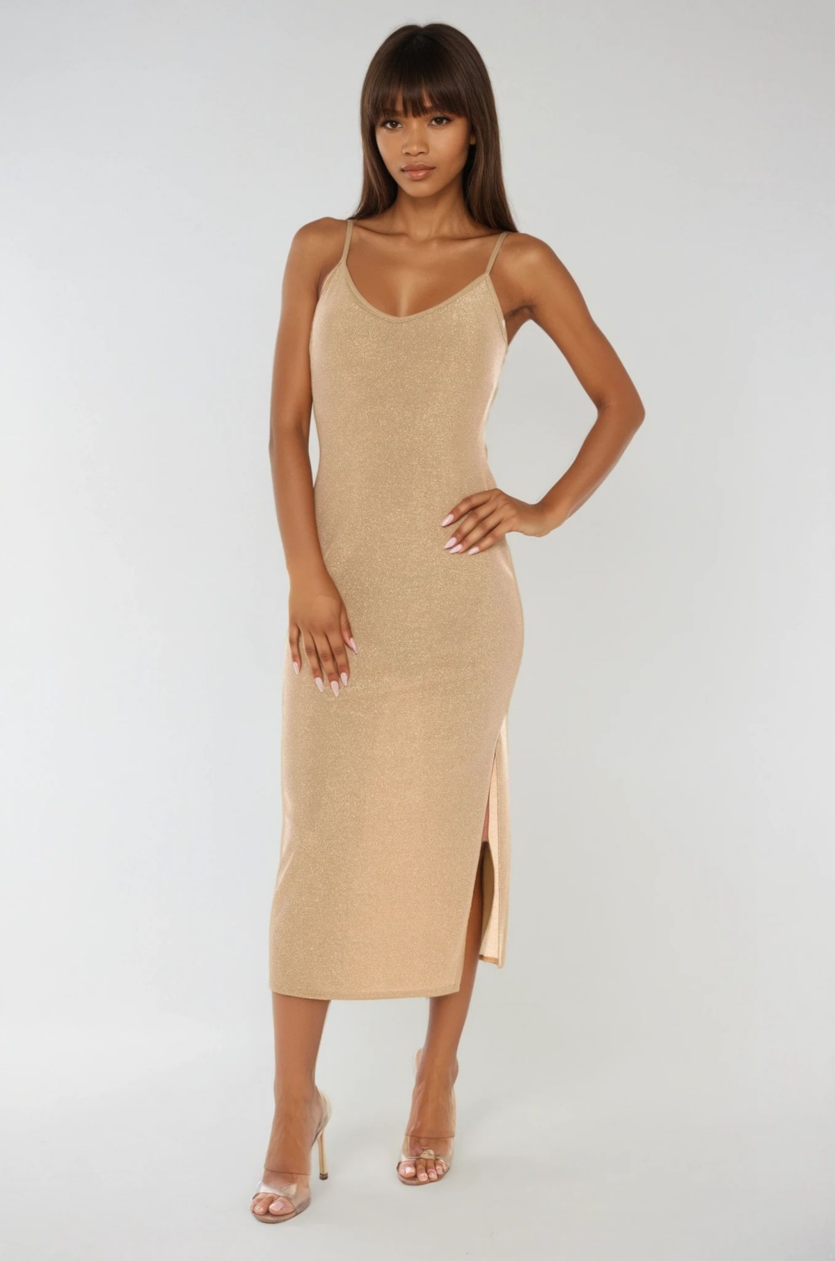 Click here for Bebe Womens Milan Metallic Bodycon Maxi Dress - Go... prices