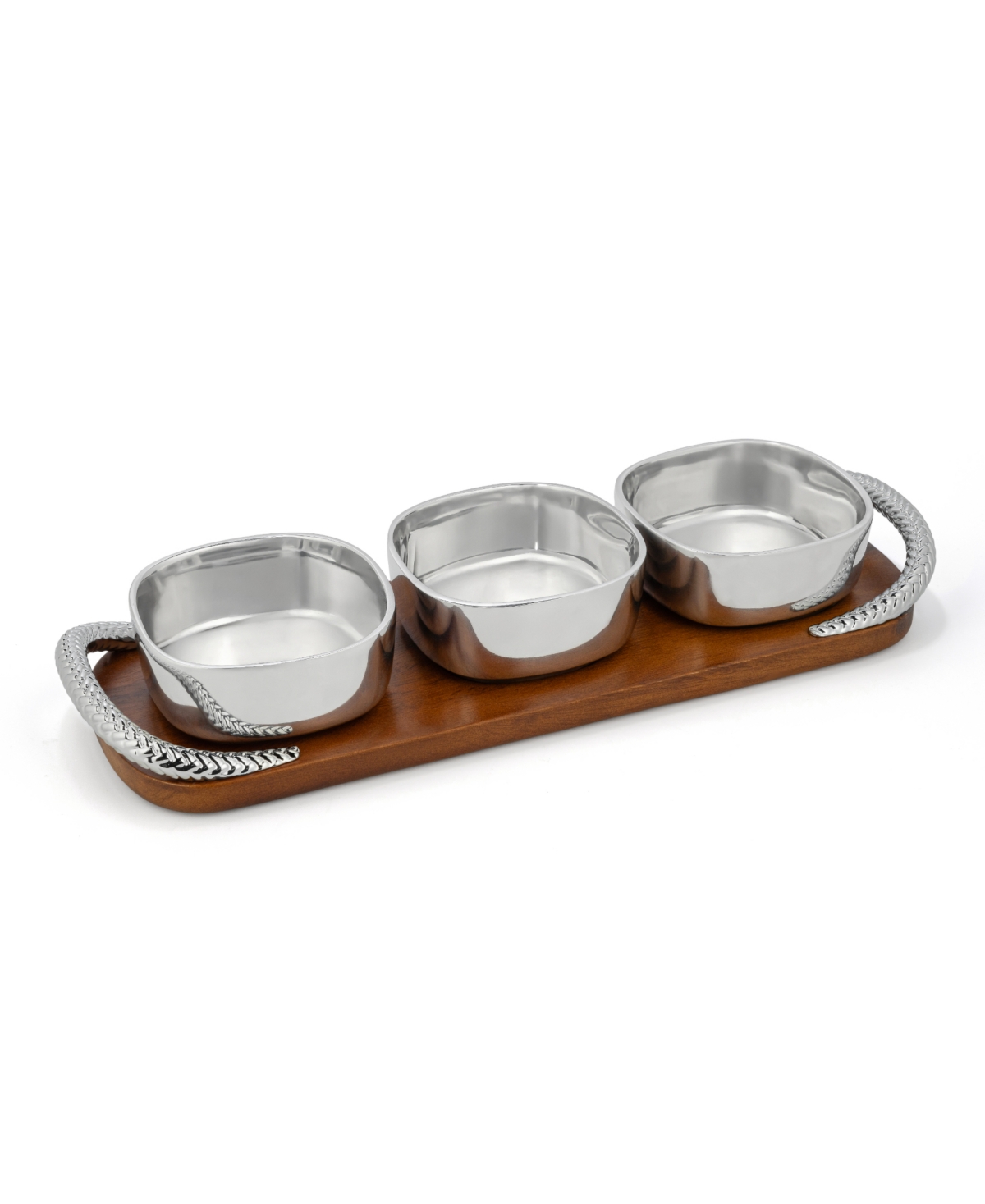 Click here for Nambe Braid Condiment Trio - Brown prices