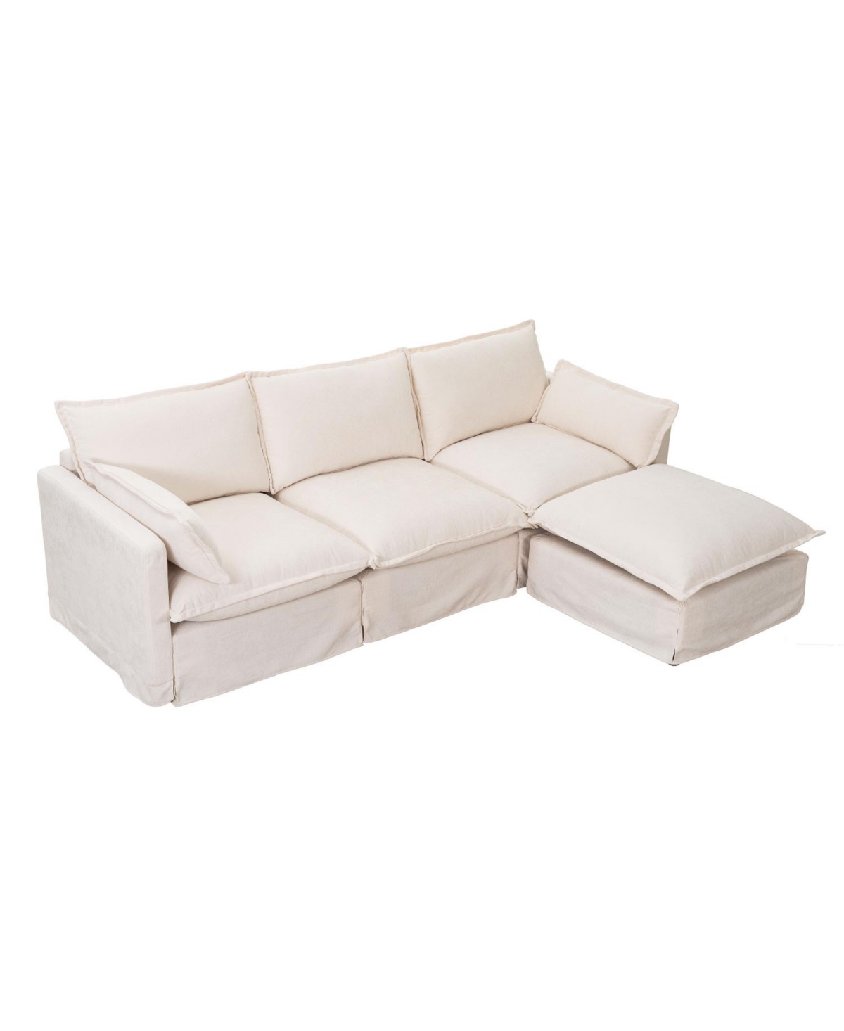 Click here for Modern L-Shaped Sectional Sofa with Ottoman - Beig... prices