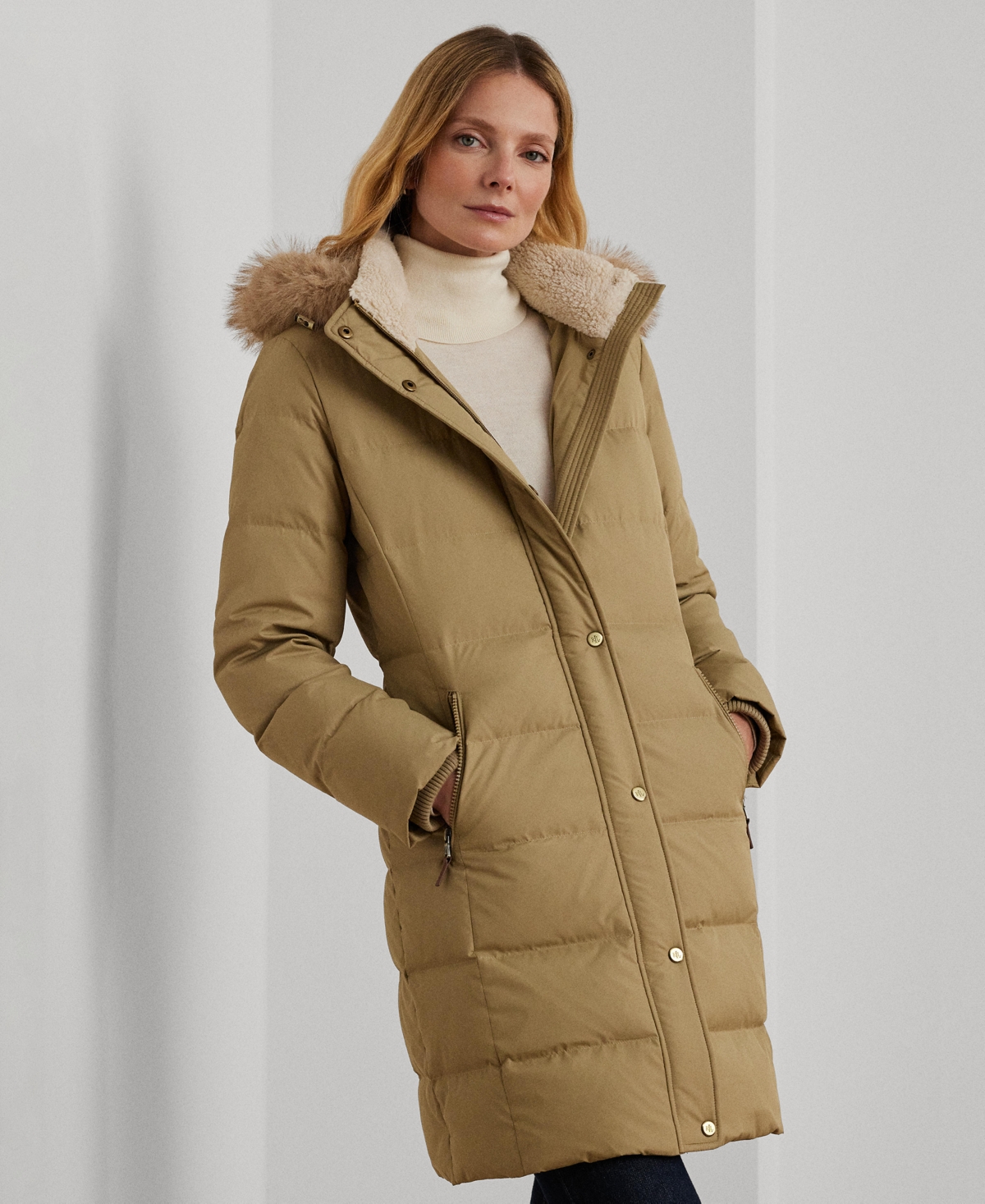 Click here for Lauren Ralph Lauren Womens Faux-Fur Hooded Puffer... prices