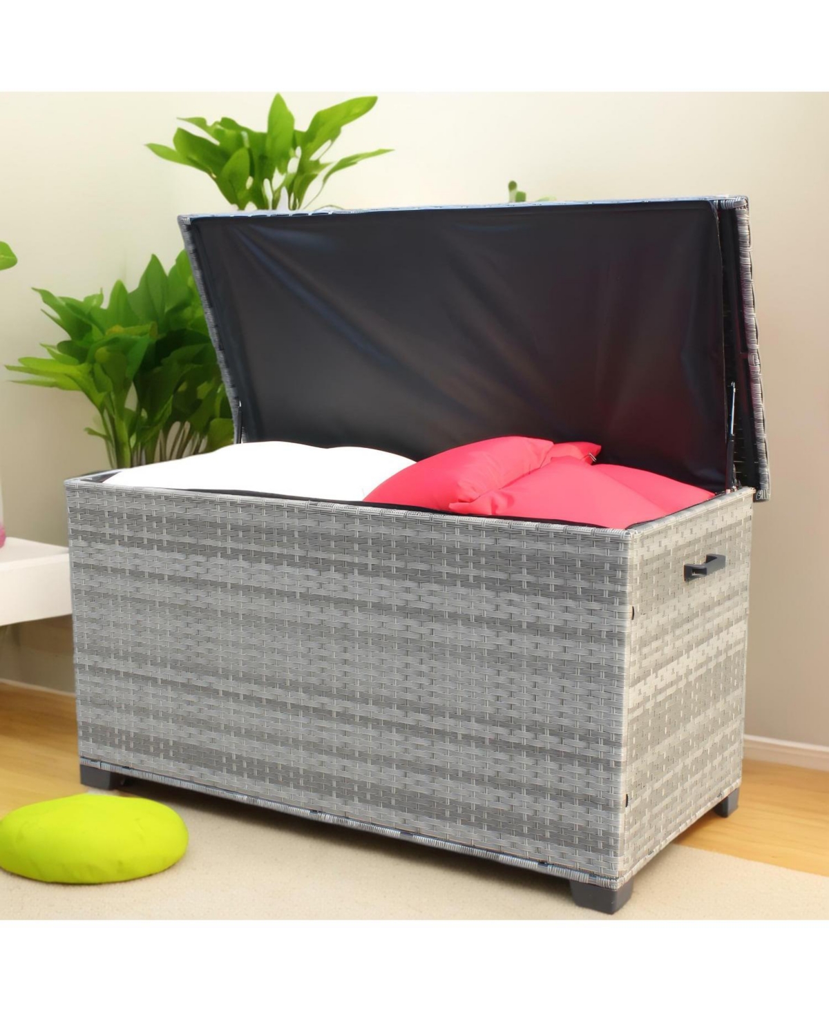 Click here for Wicker Patio Furniture Storage Box (Grey ) - Grey prices