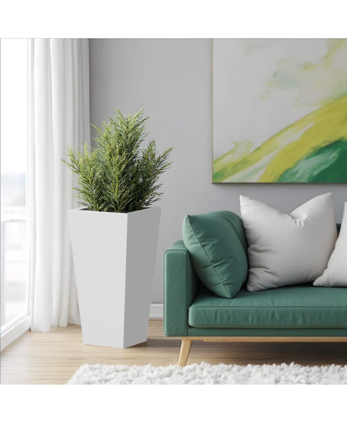 Click here for 30 Metal Tapered Planter - White  Indoor/Outdoor -... prices