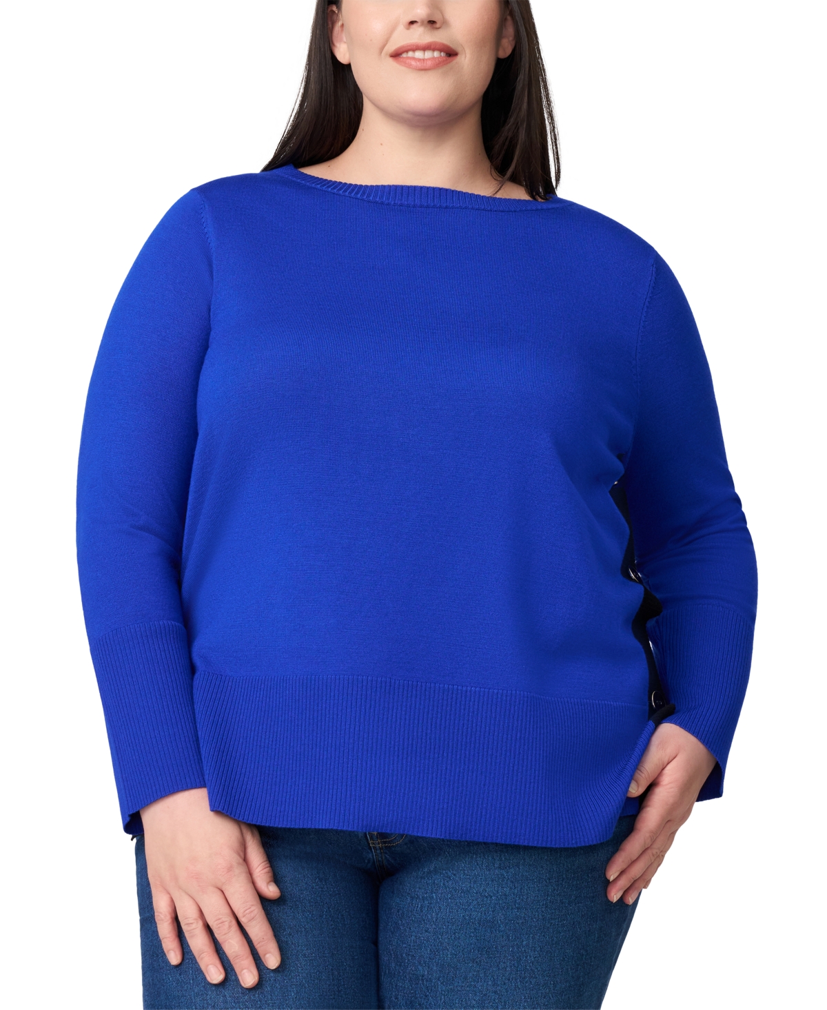 Click here for Melissa Paige Plus Size Side-Button Tunic Sweater... prices