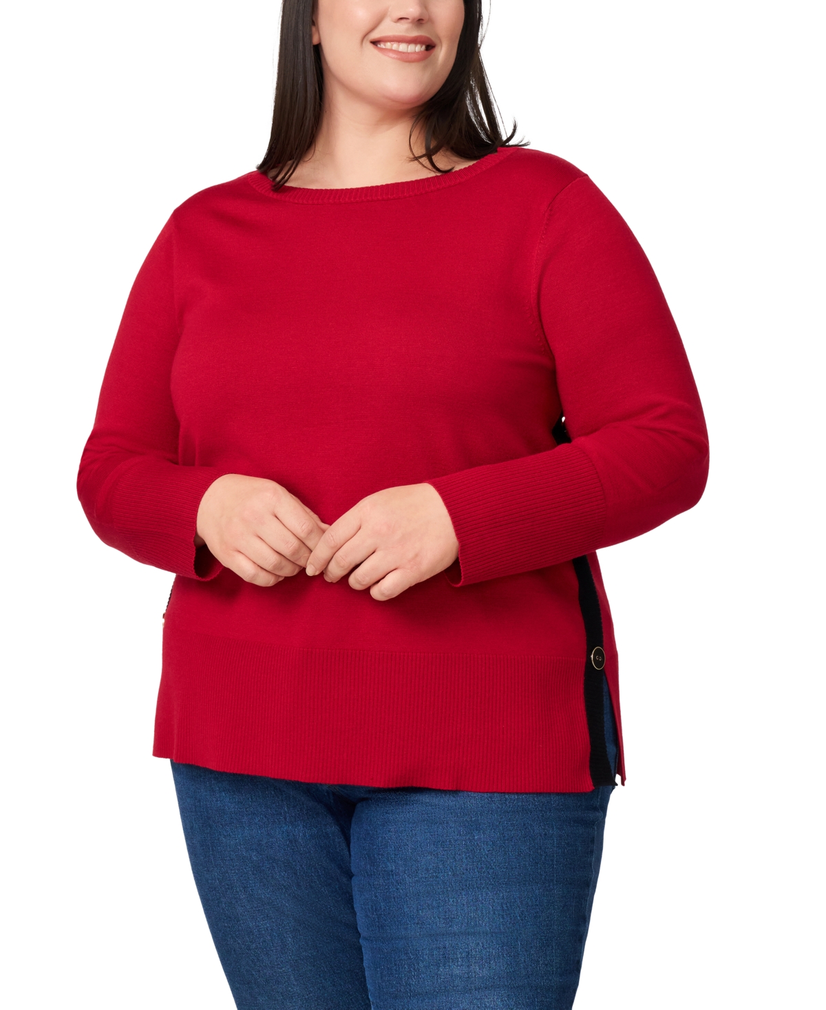 Click here for Melissa Paige Plus Size Side-Button Tunic Sweater... prices