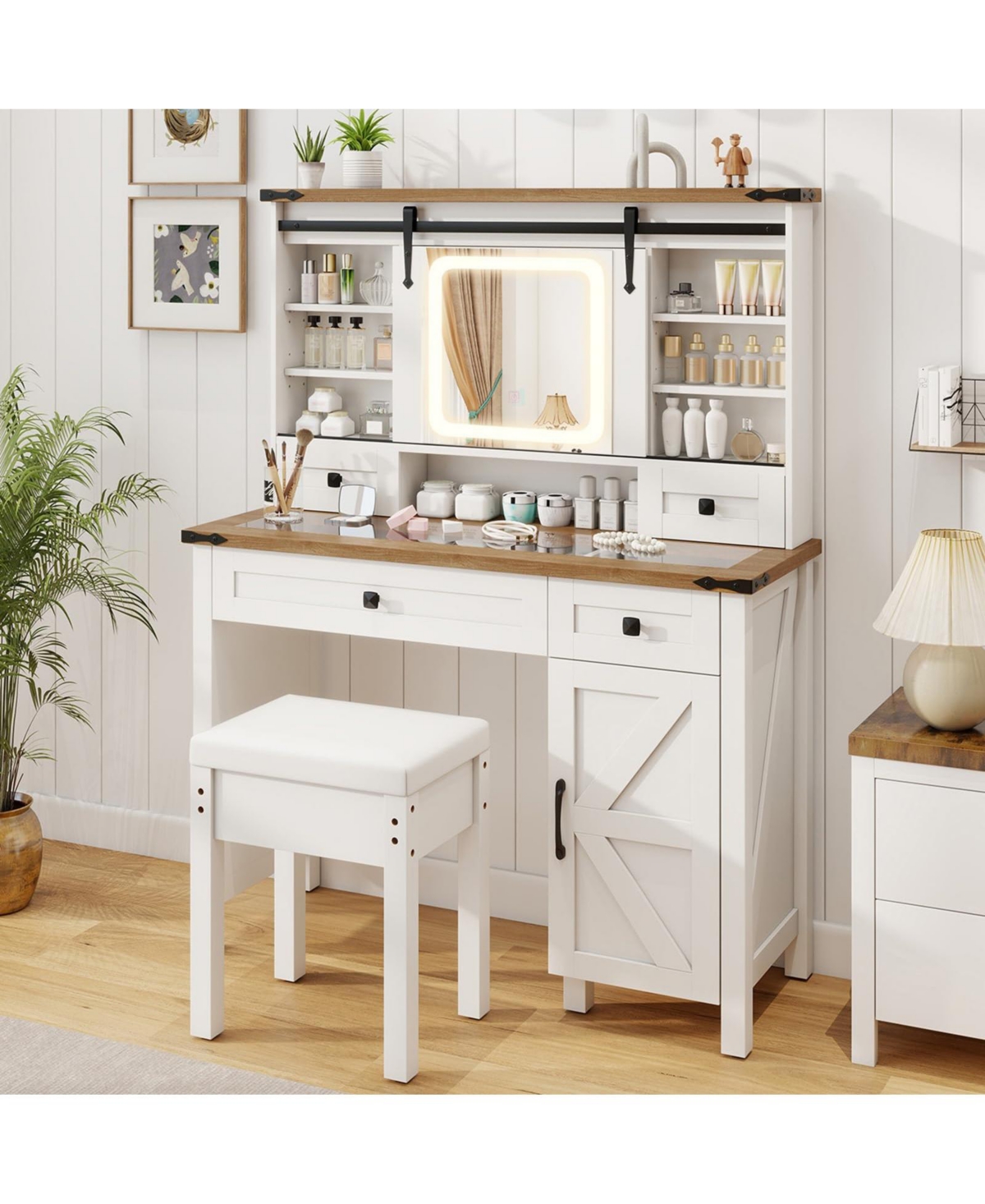 Click here for Makeup Vanity Desk with Mirror and 3-Color Dimmabl... prices
