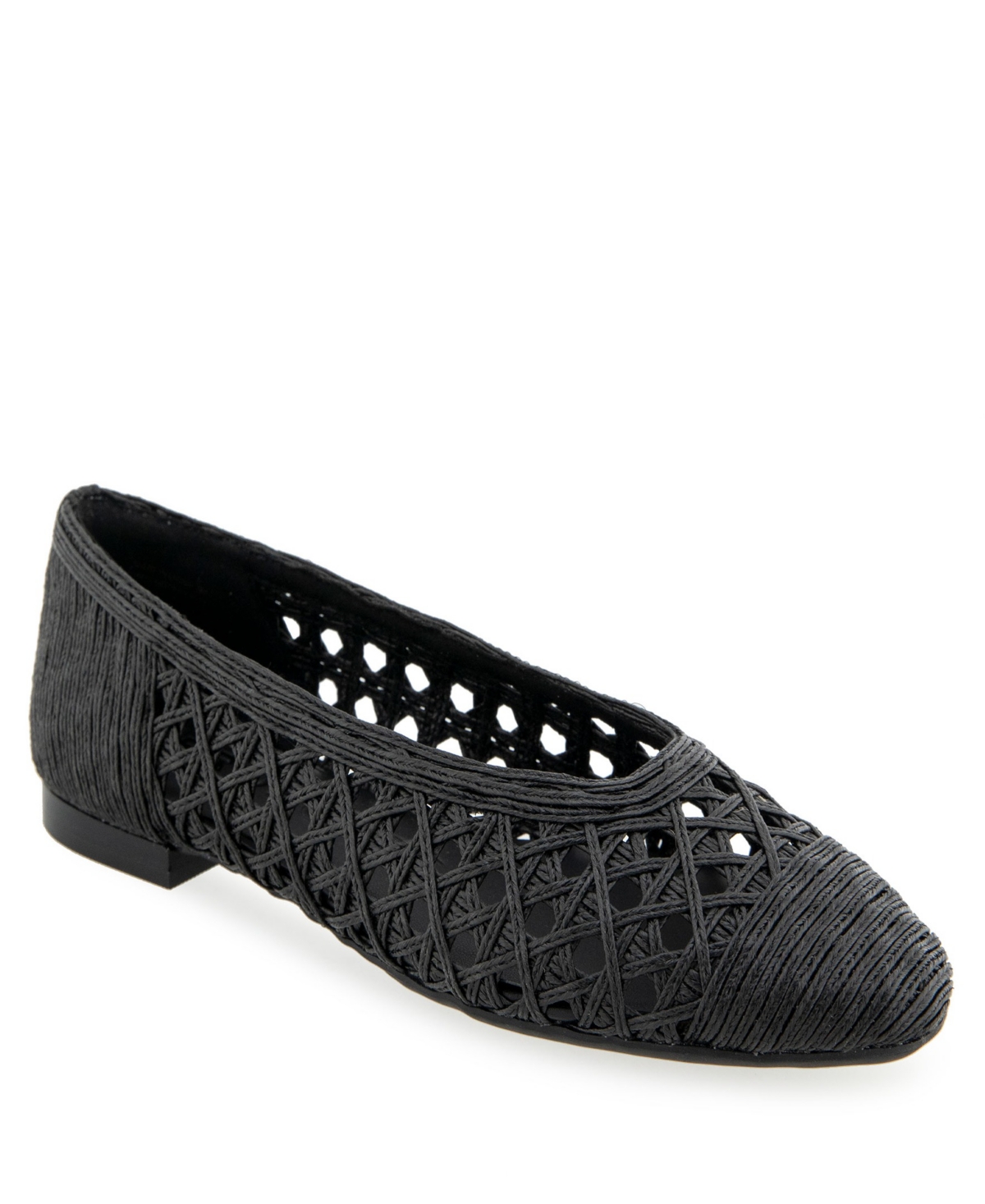 Click here for Aerosoles Womens Arno Raffia Slip On Flats - Black... prices