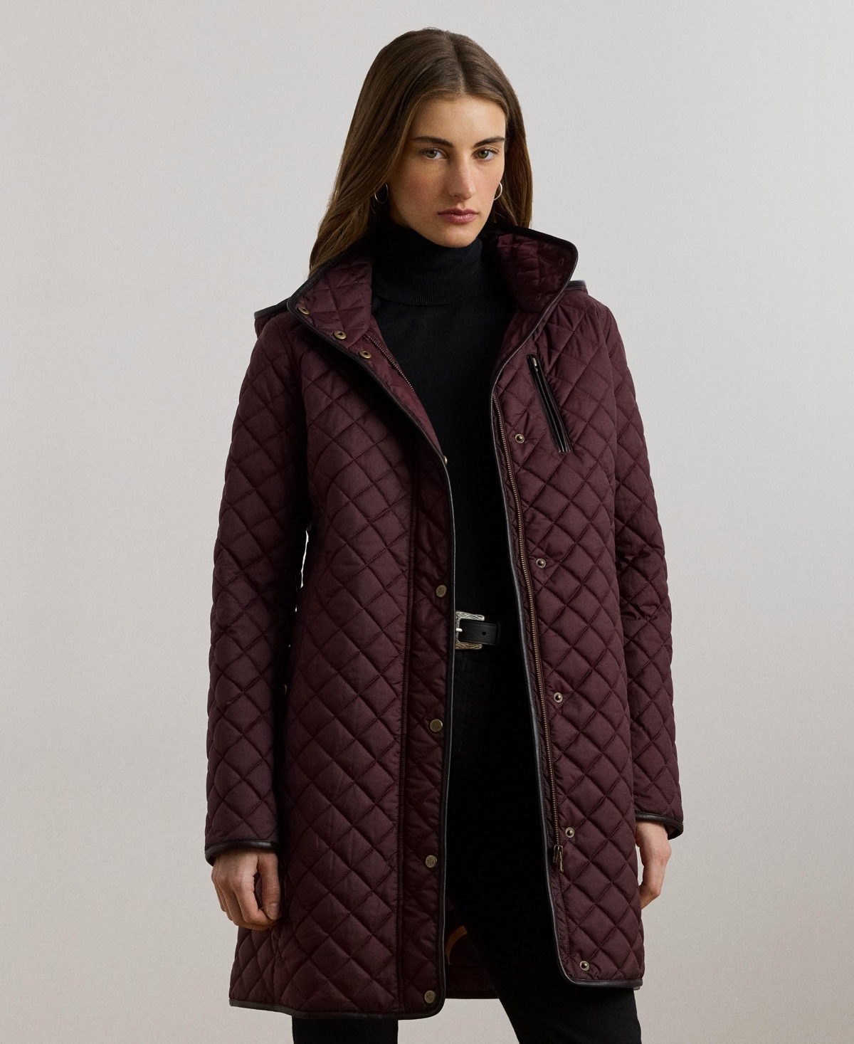 Click here for Lauren Ralph Lauren Womens Hooded Quilted Coat - D... prices