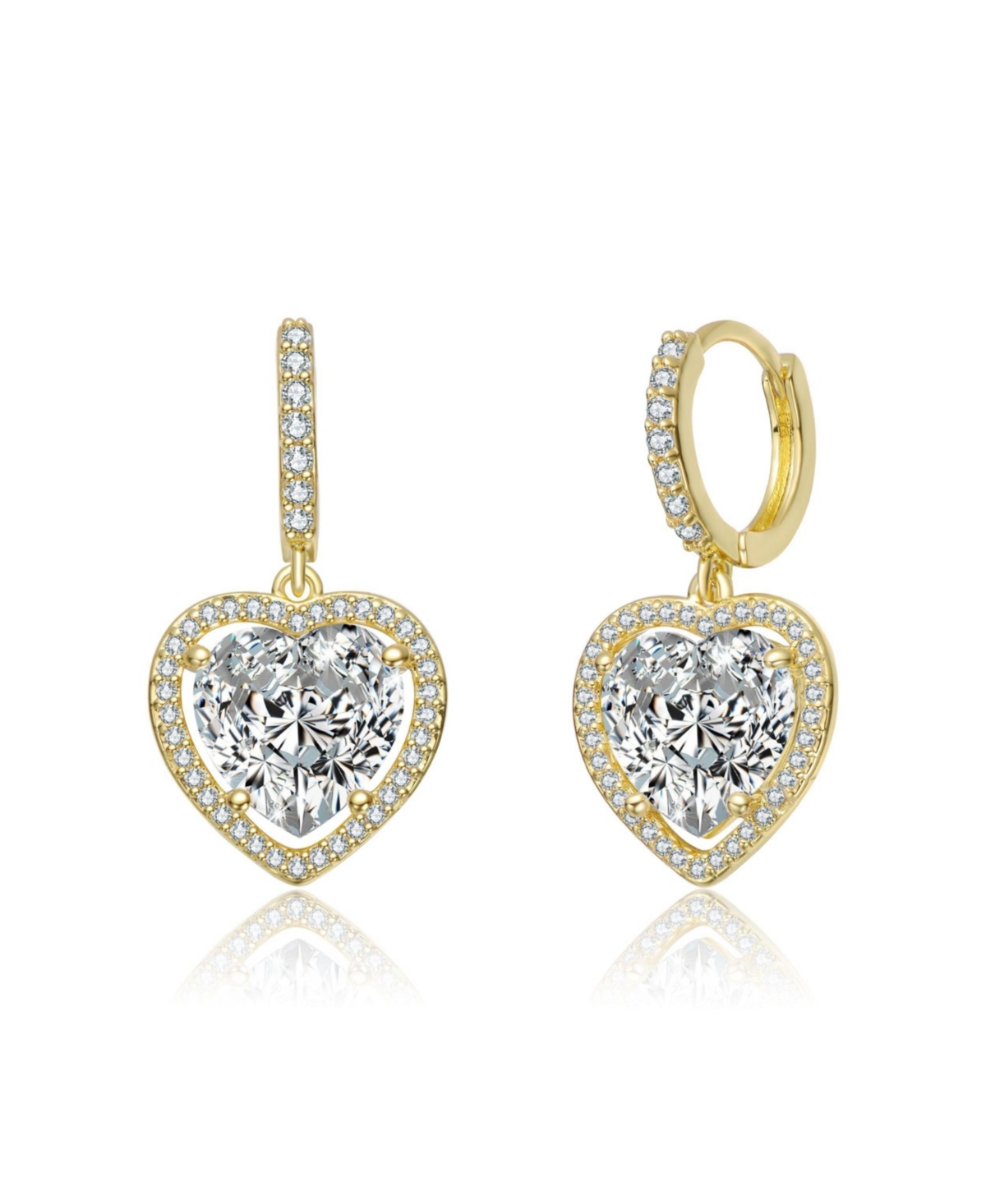 Click here for 14K Gold Plating with Clear Cubic Zirconia Heart D... prices