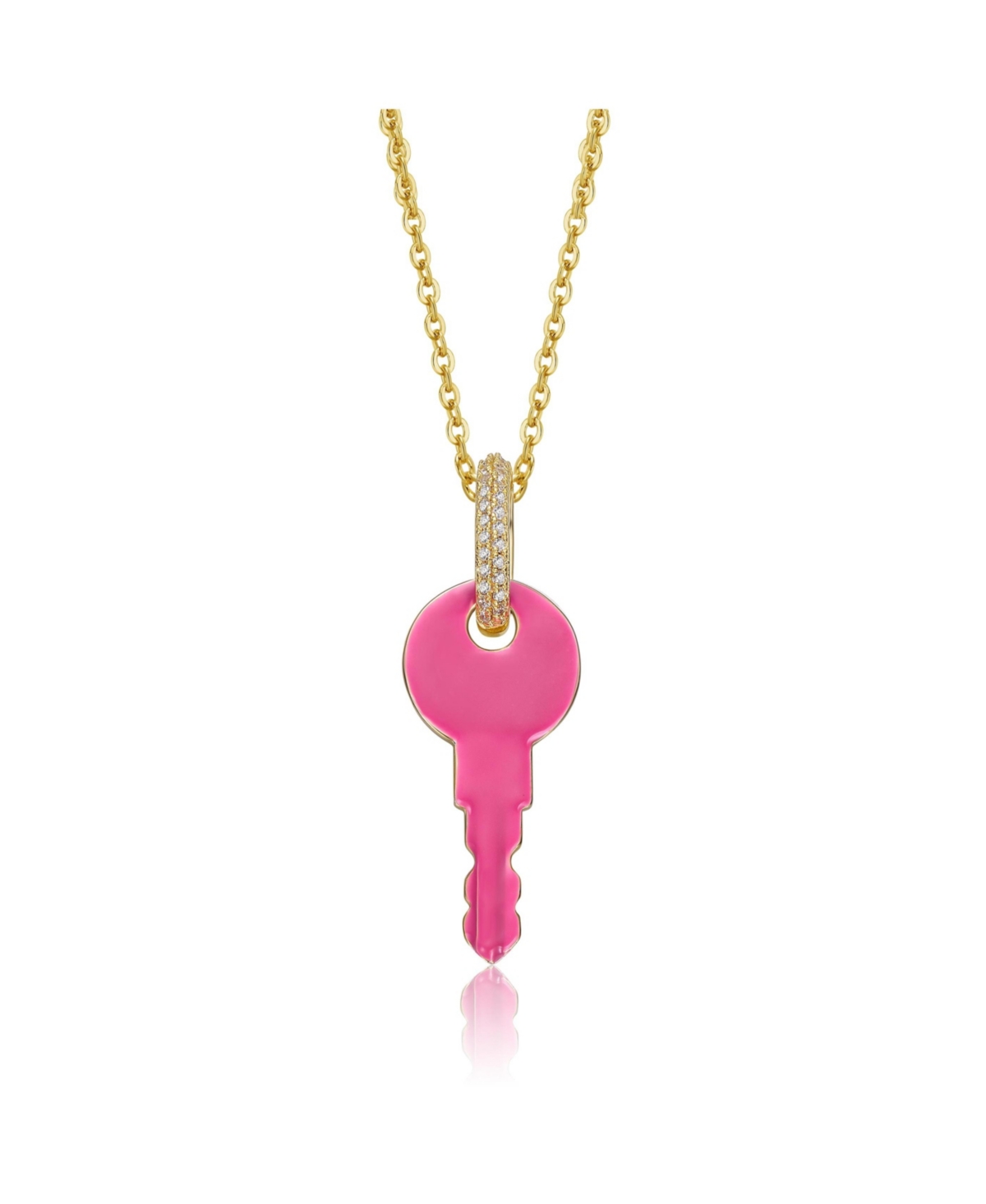 Click here for 14K Gold Plated with Pink Enamel & Clear Cubic Zir... prices