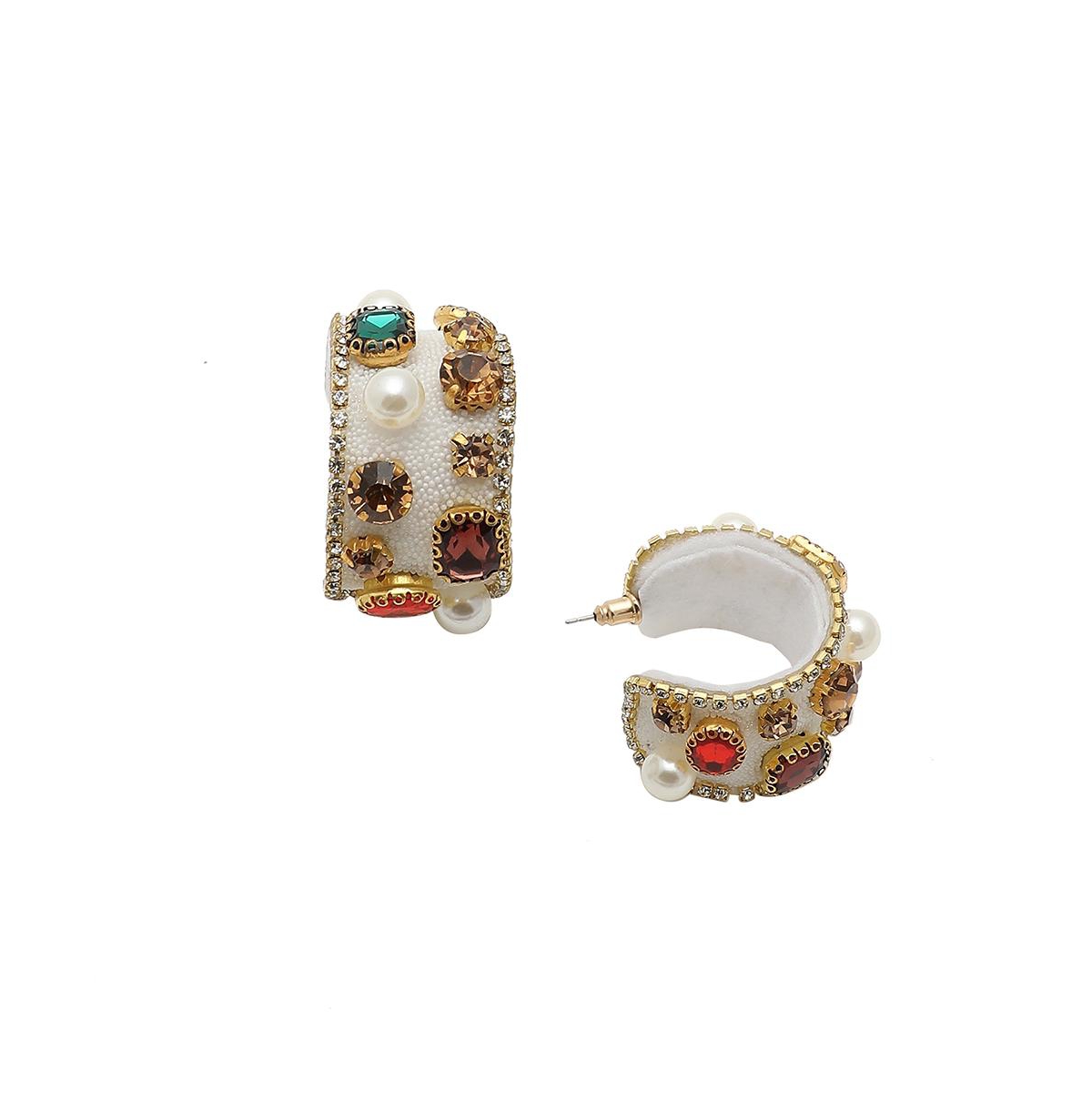 Click here for Sohi Abstract Contemporary Hoop Earring - White prices