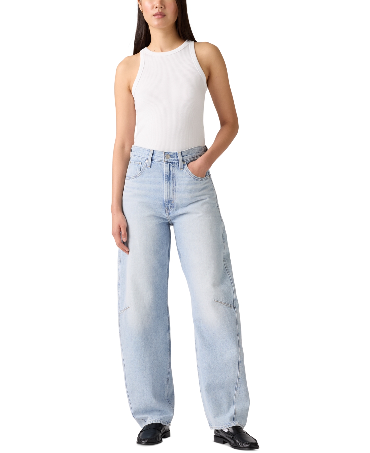 Click here for Levis Womens Cinch High-Rise Barrel-Leg Jeans - Ab... prices