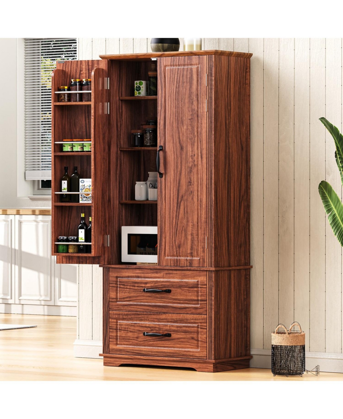 Click here for Farmhouse Pantry Cabinet - 71" Tall - Brown prices