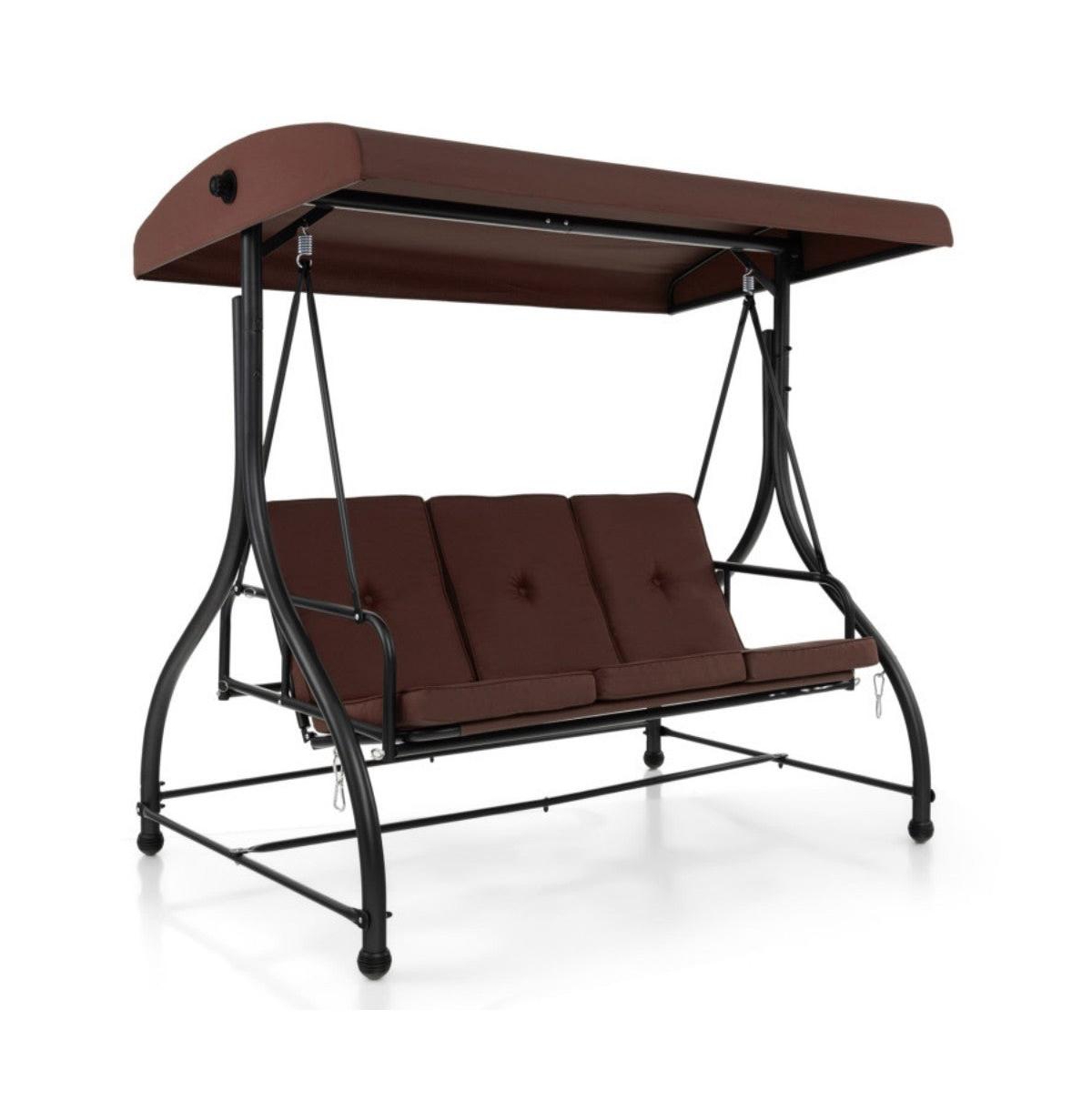 Click here for Mondawe 3 Seat Outdoor Porch Swing with Adjustable... prices