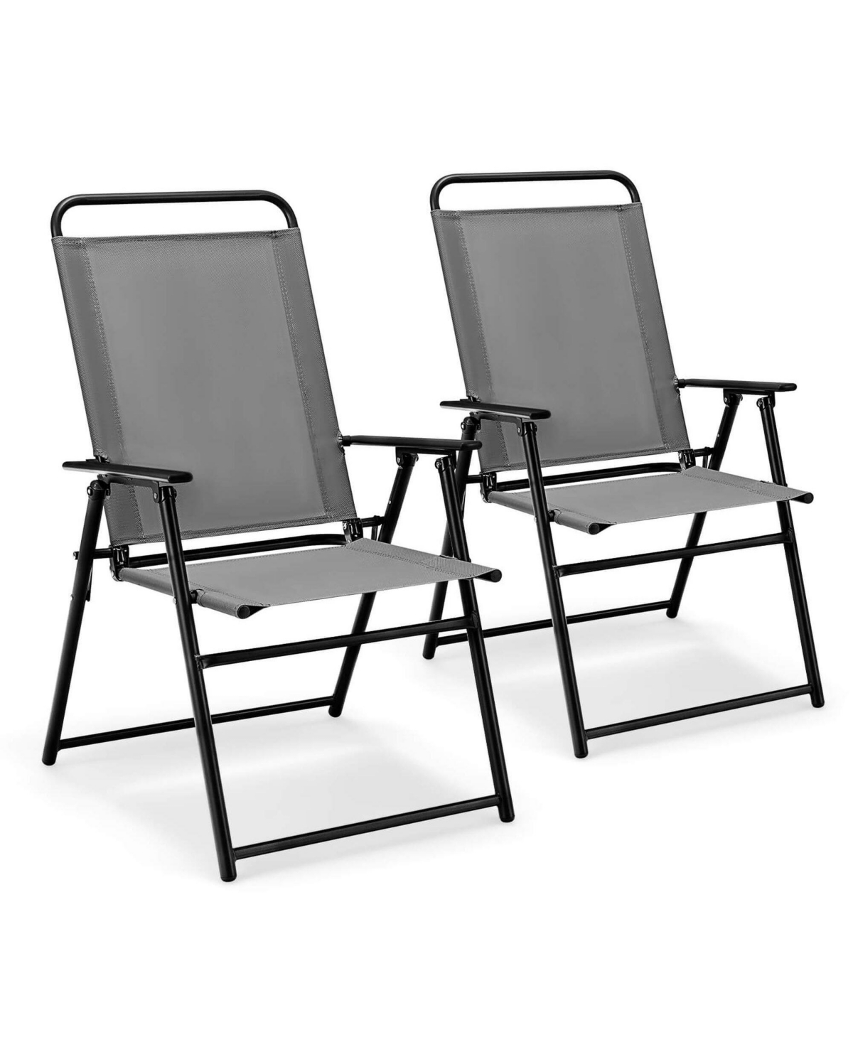 Click here for 2pcs Patio Folding Sling Chairs Dining Armrest Bac... prices