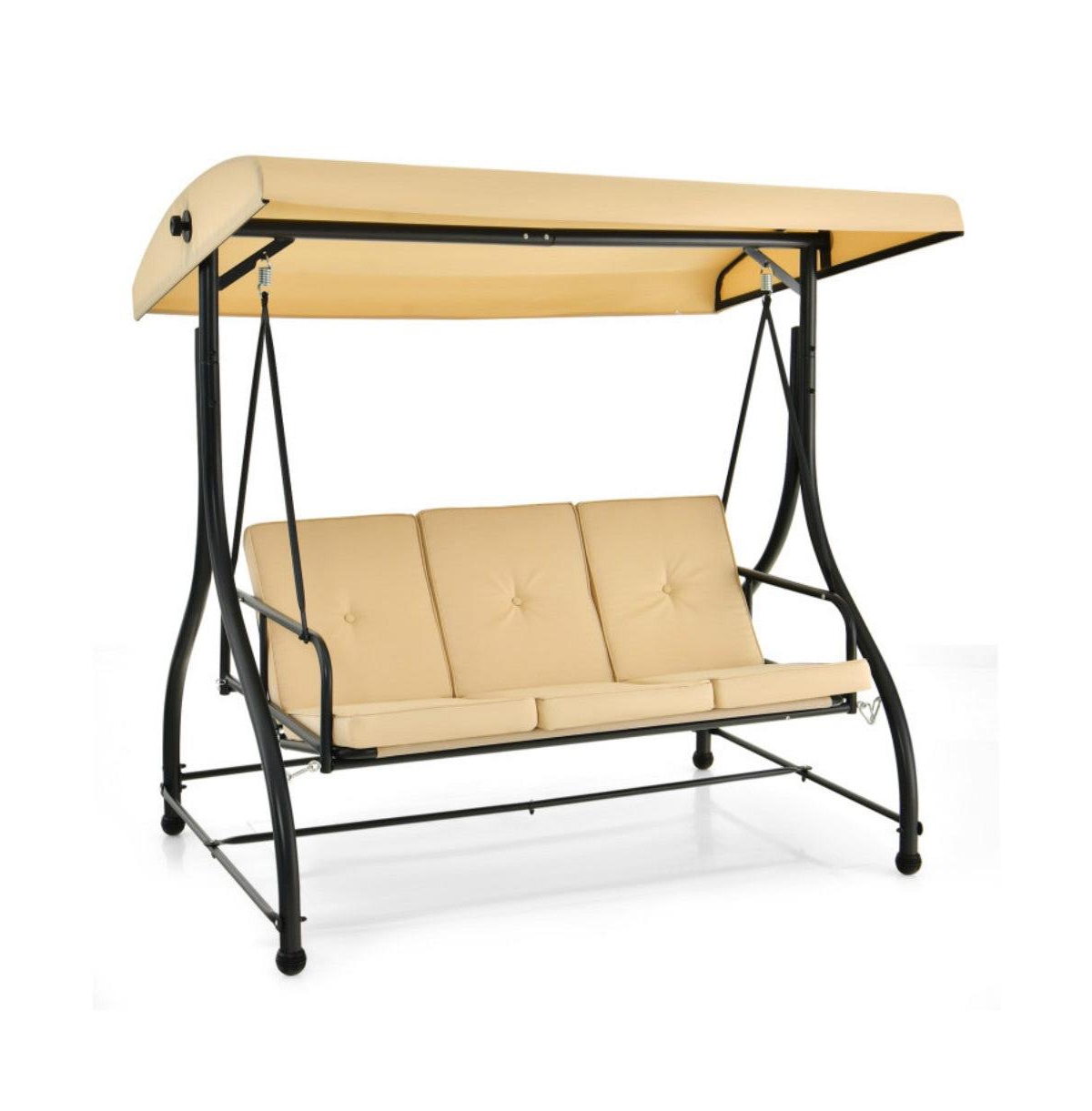 Click here for Mondawe 3 Seat Outdoor Porch Swing with Adjustable... prices