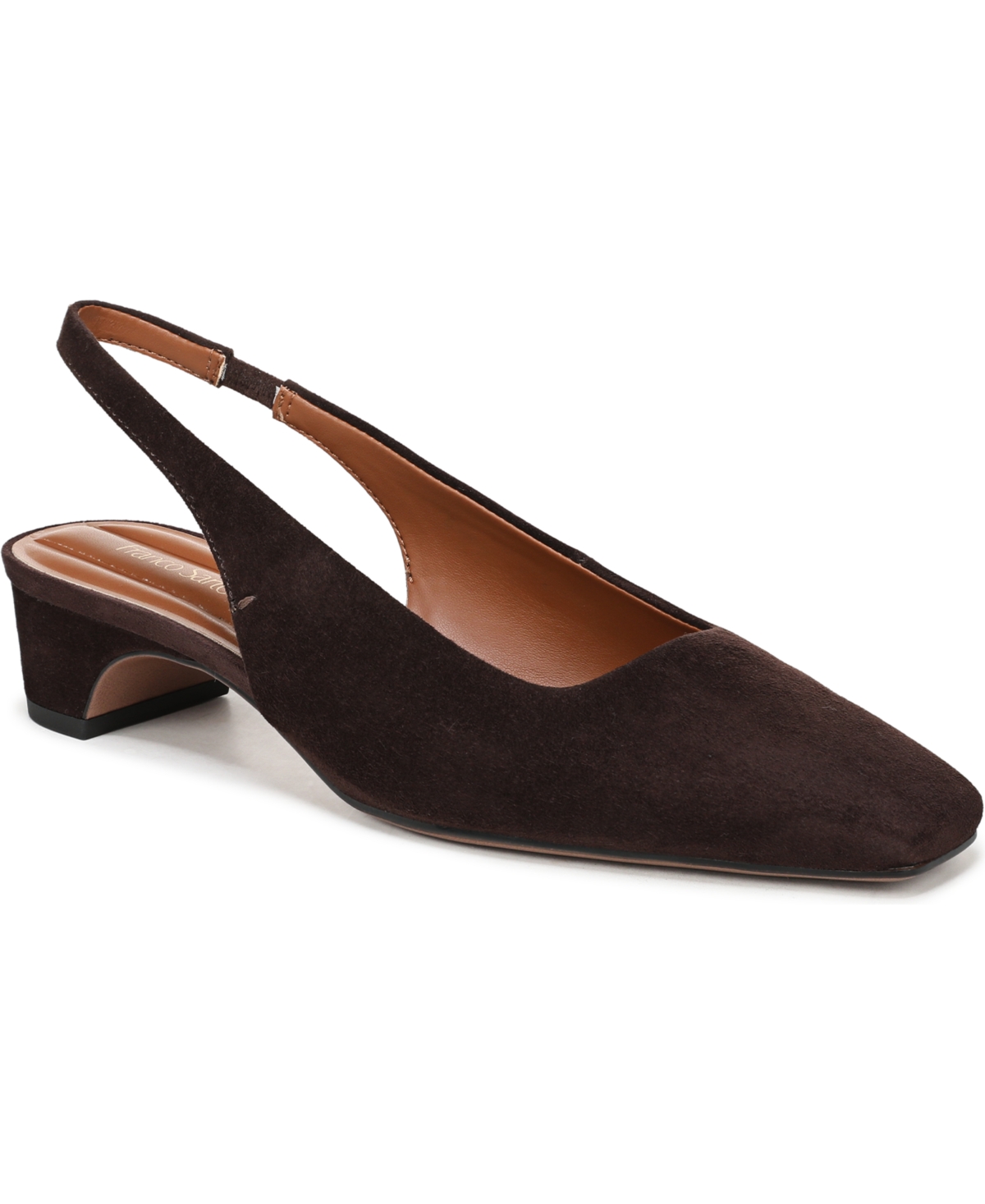 Franco Sarto Womens Lyanna Square Toe Slingback Pumps - Hickory Brown Suede