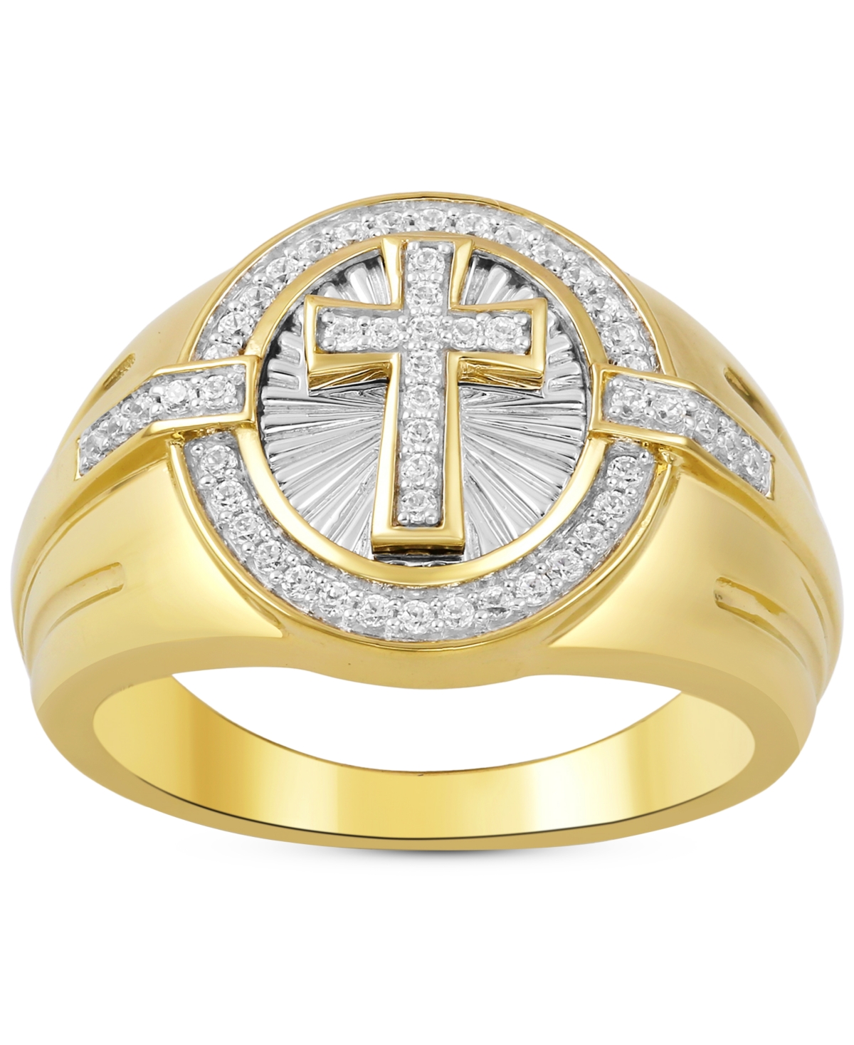 Click here for Mens Diamond Sunray Cross Ring (1/3 ct. t.w.) in G... prices
