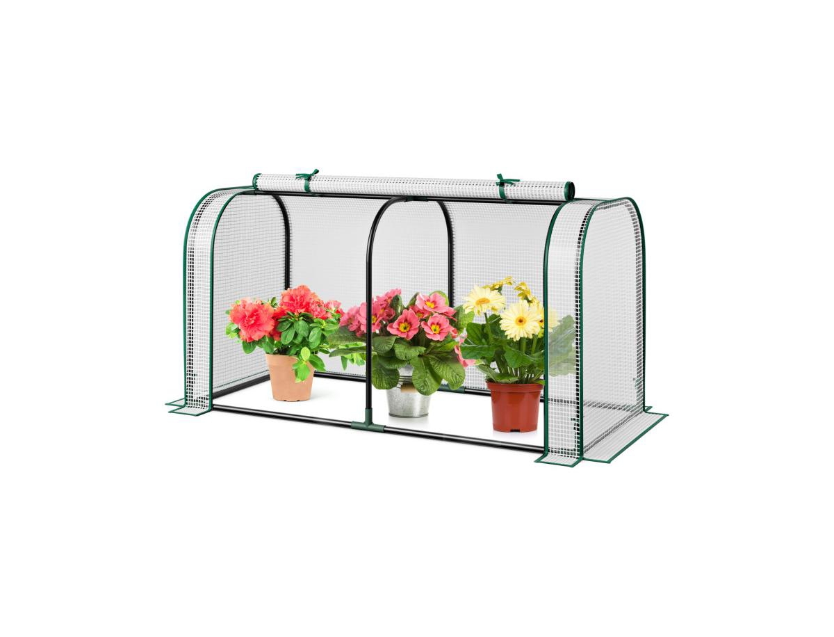 Click here for Mini Tunnel Greenhouse with Ventilated Roll-Up Zip... prices