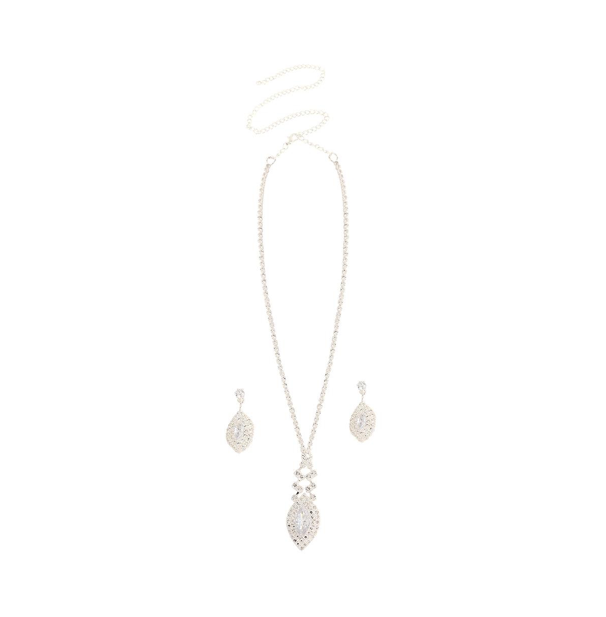Click here for Sohi Womens Silver Crystal Bling Necklace And Earr... prices
