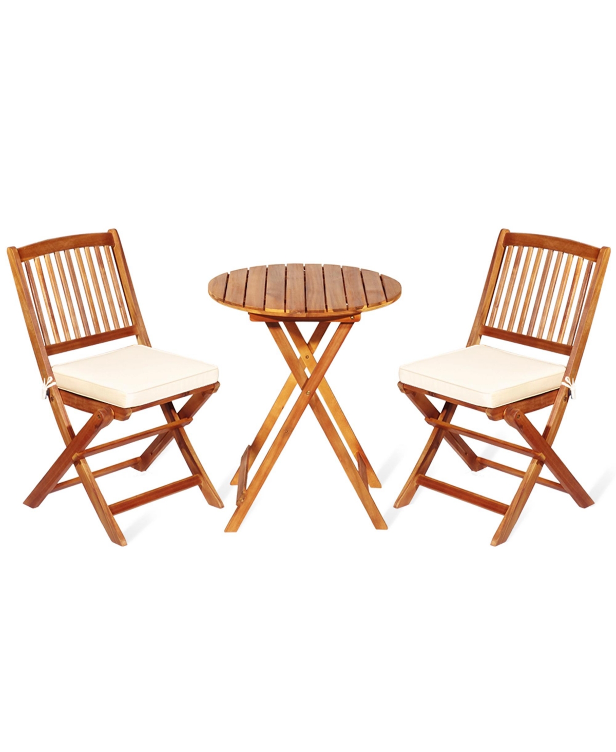 Click here for Gymax 3PCS Folding Acacia Wood Bistro Set Patio Co... prices