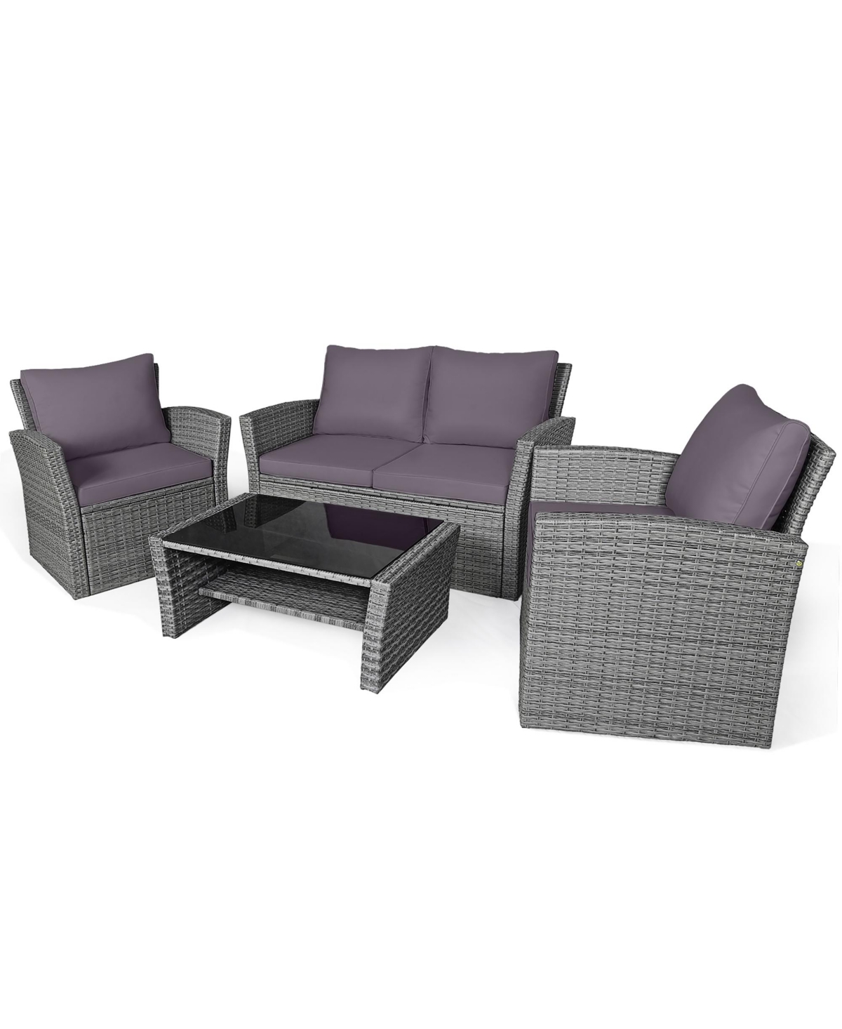 Click here for Gymax 4PCS Patio Rattan Conversation Set Outdoor F... prices