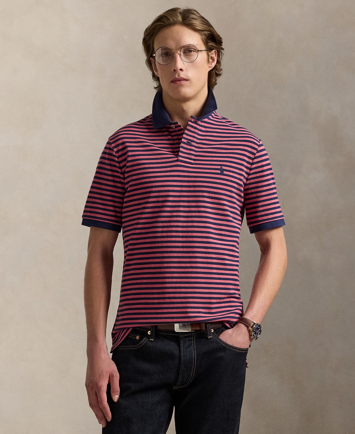 Click here for Polo Ralph Lauren Mens Classic-Fit Striped Mesh Po... prices
