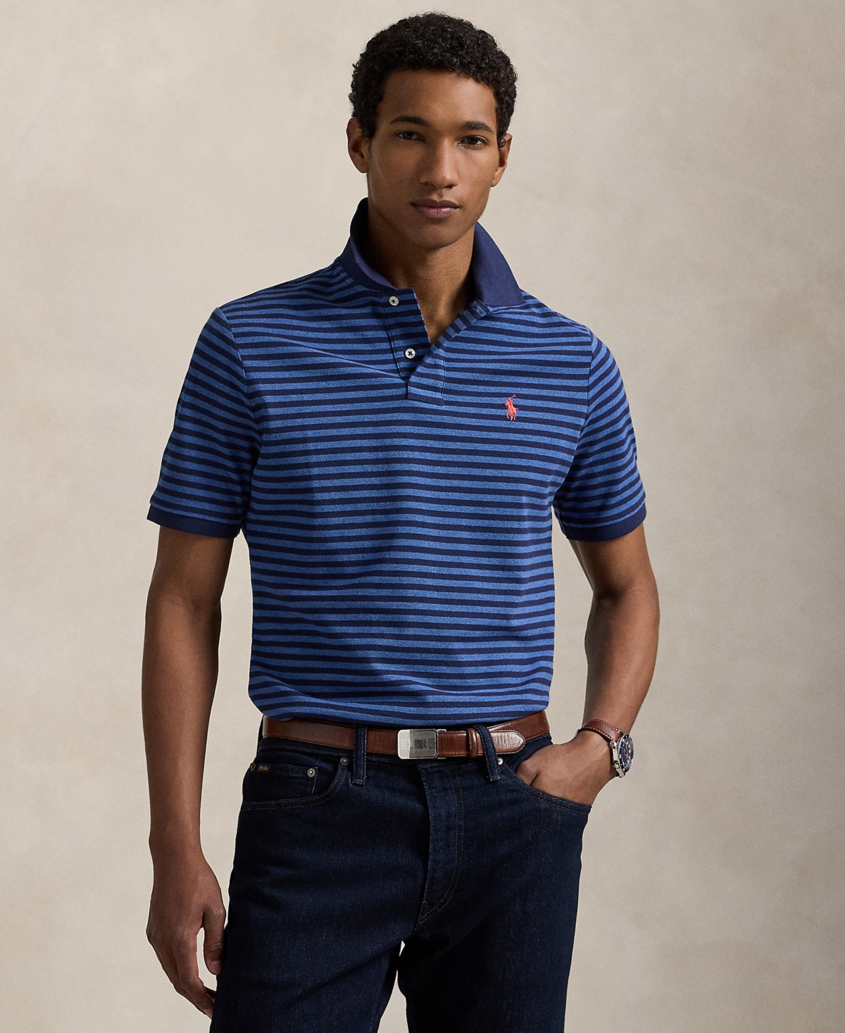 Click here for Polo Ralph Lauren Mens Classic-Fit Striped Mesh Po... prices