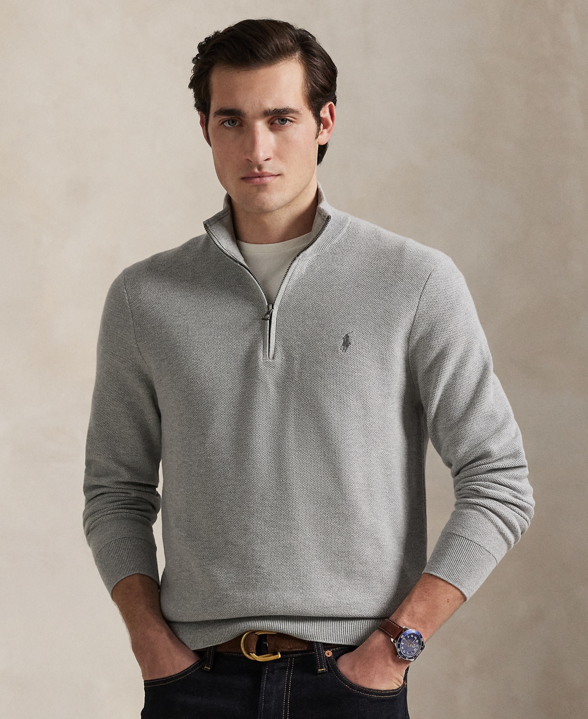 Click here for Polo Ralph Lauren Mens Mesh-Knit Cotton Quarter-Zi... prices