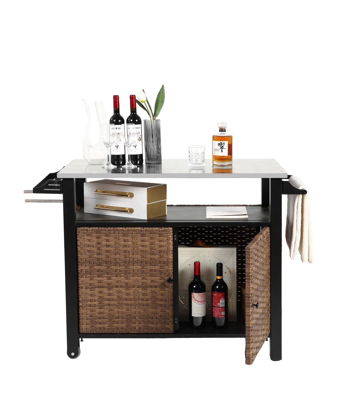 Click here for Mondawe Wicker Rolling Kitchen Cart with Stainless... prices