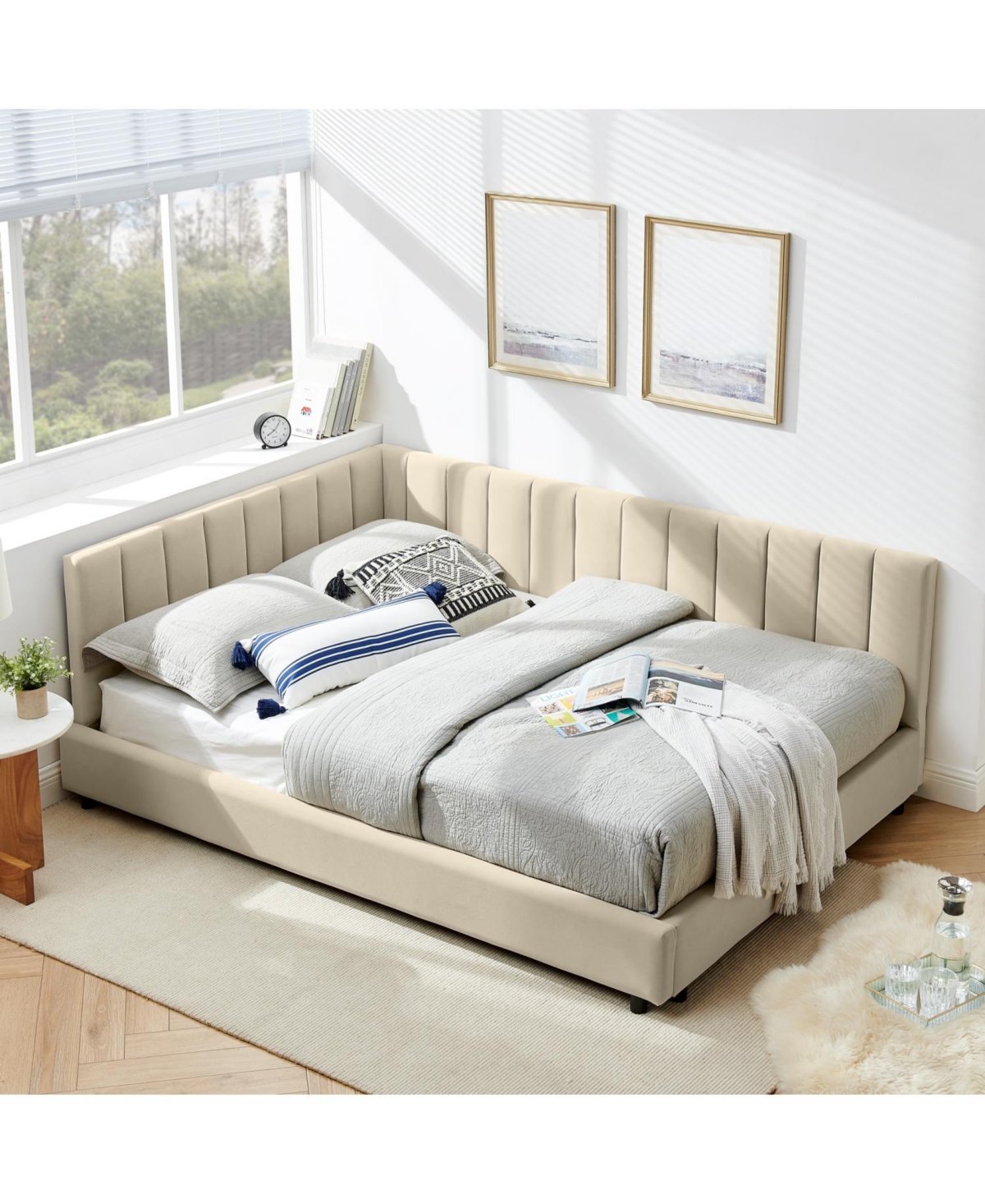 Click here for Tufted Upholstered Full Size Bed Frame - Velvet Be... prices