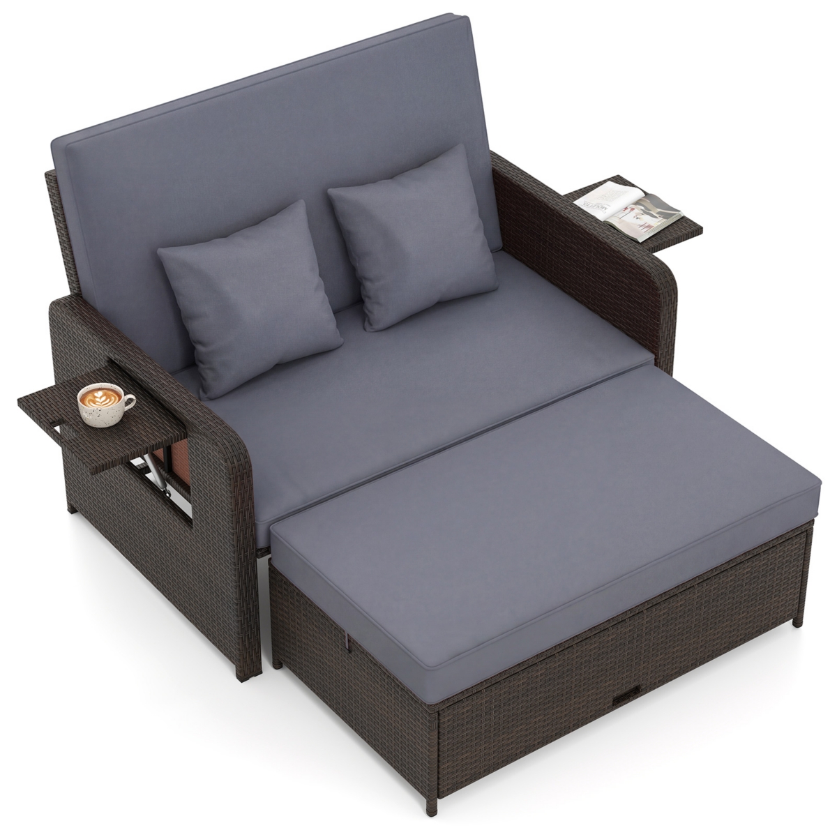 Click here for Gymax Rattan Loveseat Set Daybed Lounge w/ Storage... prices