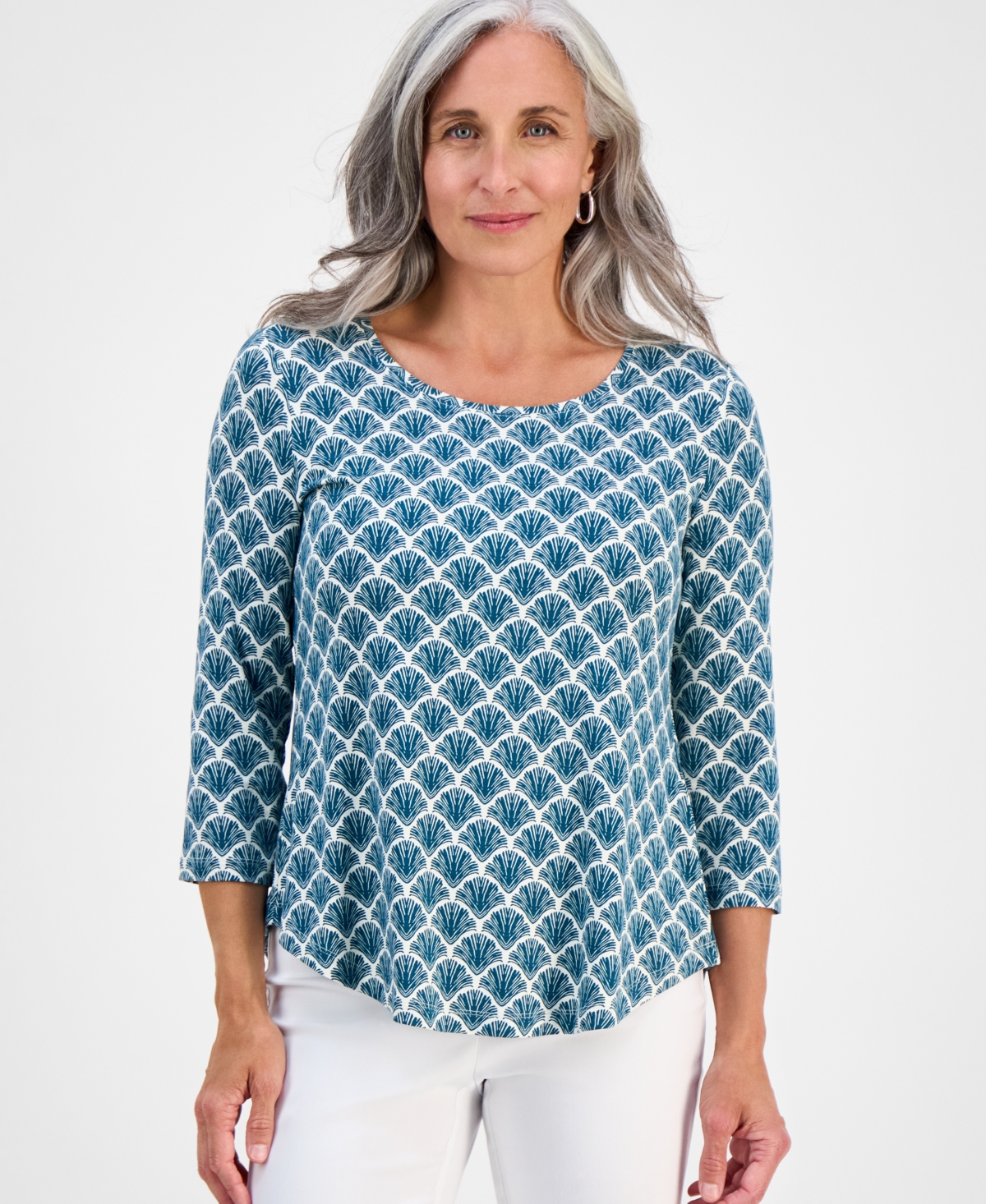 Click here for Jm Collection Petite Lisa Geo-Print Scoop-Neck Top... prices