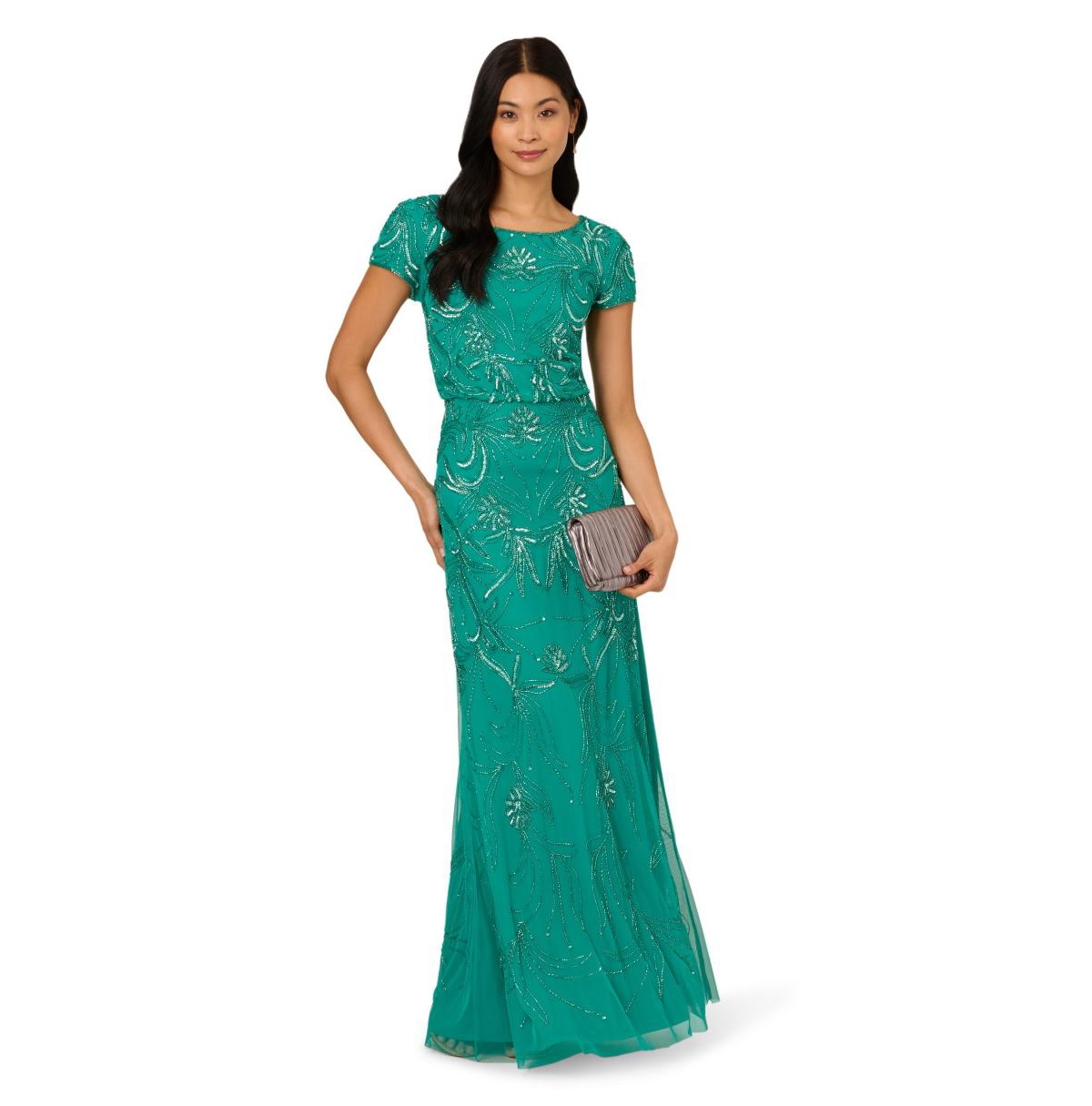 Click here for Adrianna Papell Petite Floral Sequin Gown - Exotic... prices