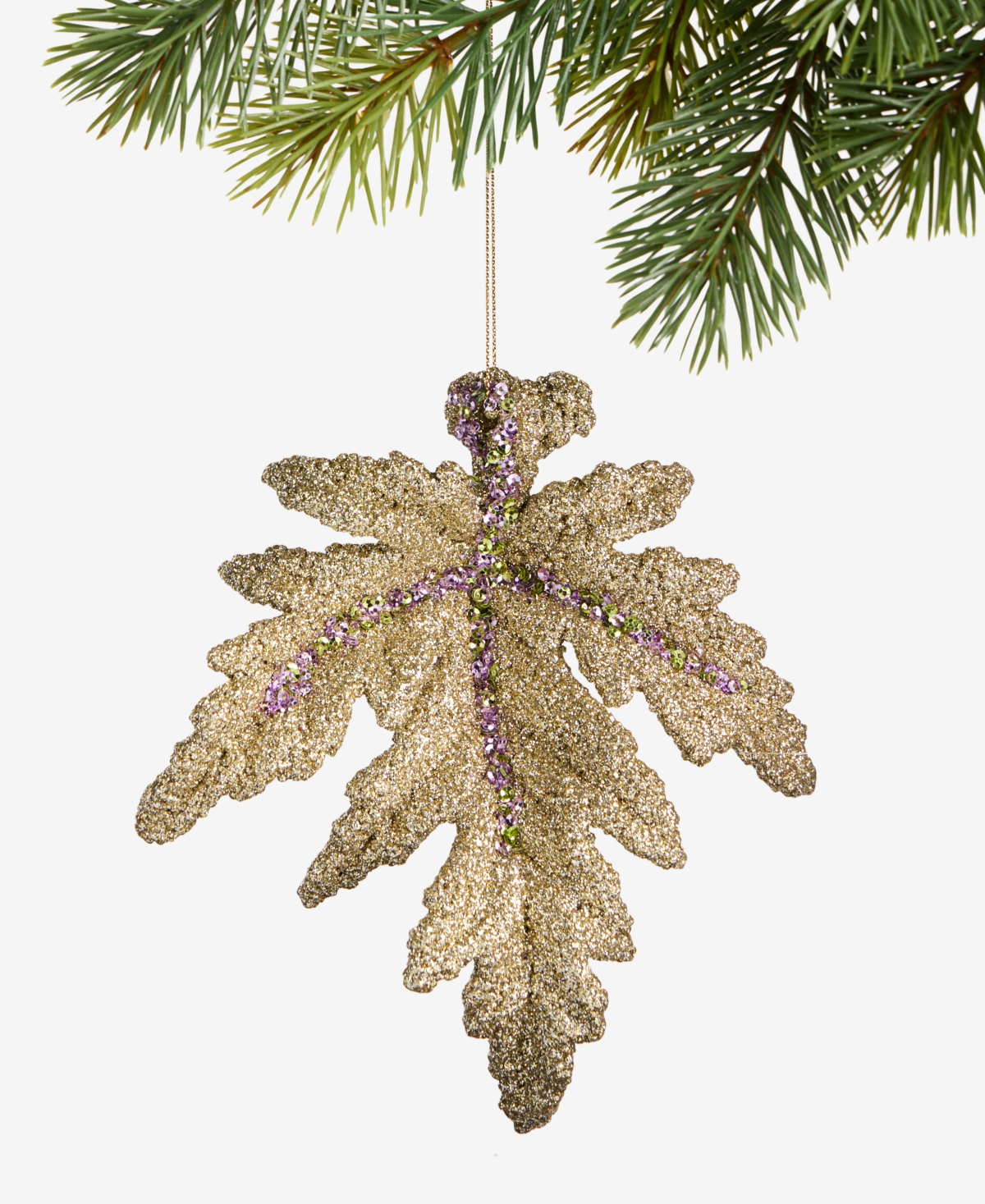 Click here for Holiday Lane Enchanted Forest Glitter Leaf Ornamen... prices