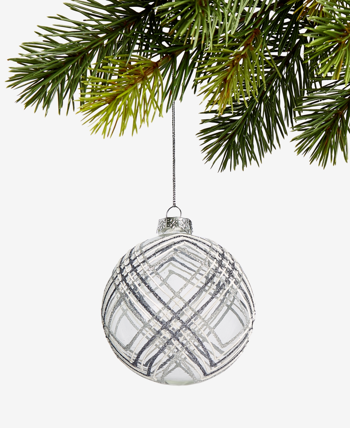 Click here for Holiday Lane Iced Delight Clear Stripe Ball Orname... prices