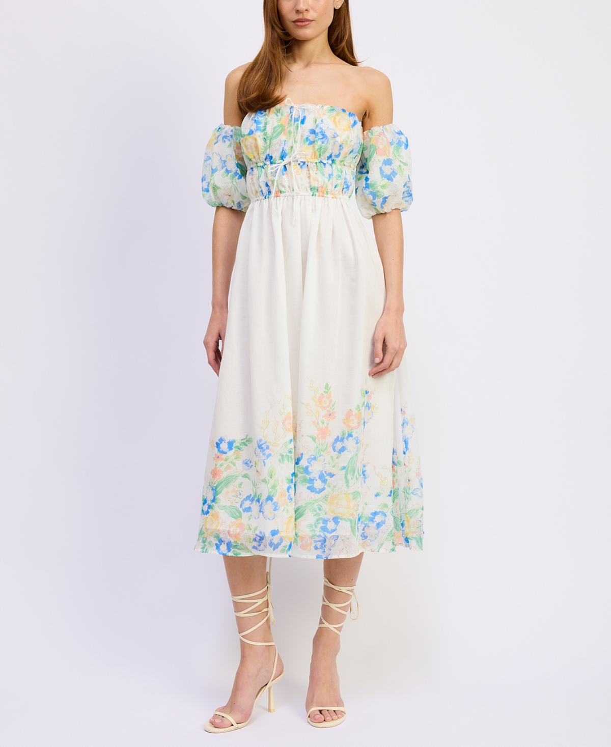 Click here for En Saison Womens Julia Midi Dress - White Blue Mul... prices