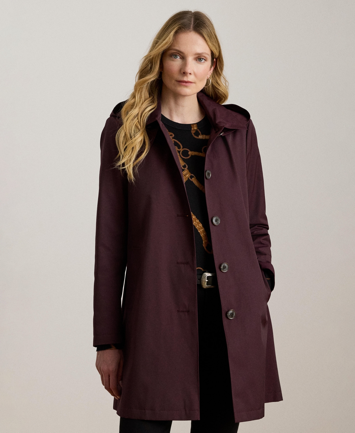 Click here for Lauren Ralph Lauren Womens Hooded A-Line Raincoat... prices