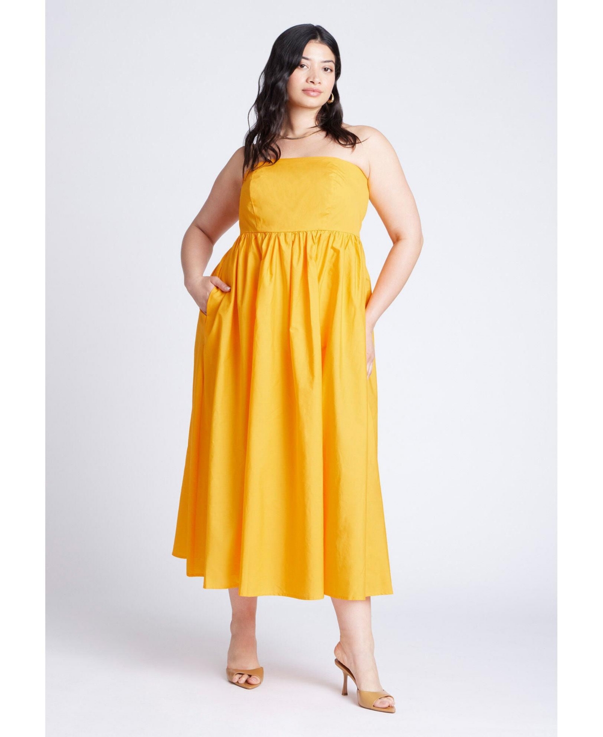 Click here for Eloquii Womens Plus Size Poplin Fit And Flare Maxi... prices