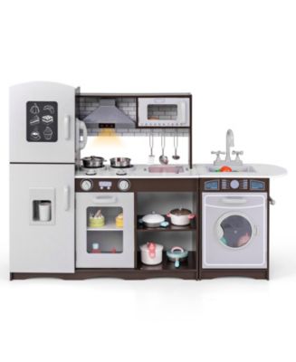 Slickblue Corner Toy Kitchen Set with Light with Sounds Interactive ...
