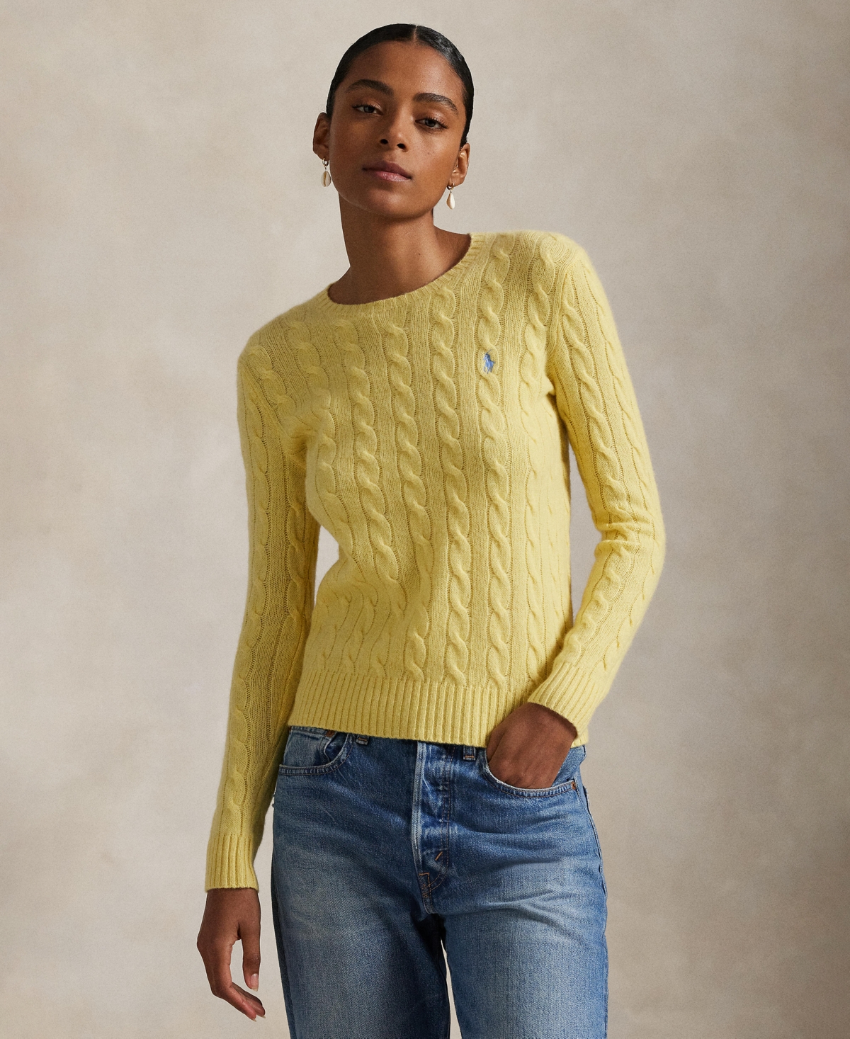 Click here for Polo Ralph Lauren Womens Cable Wool-Cashmere Crewn... prices