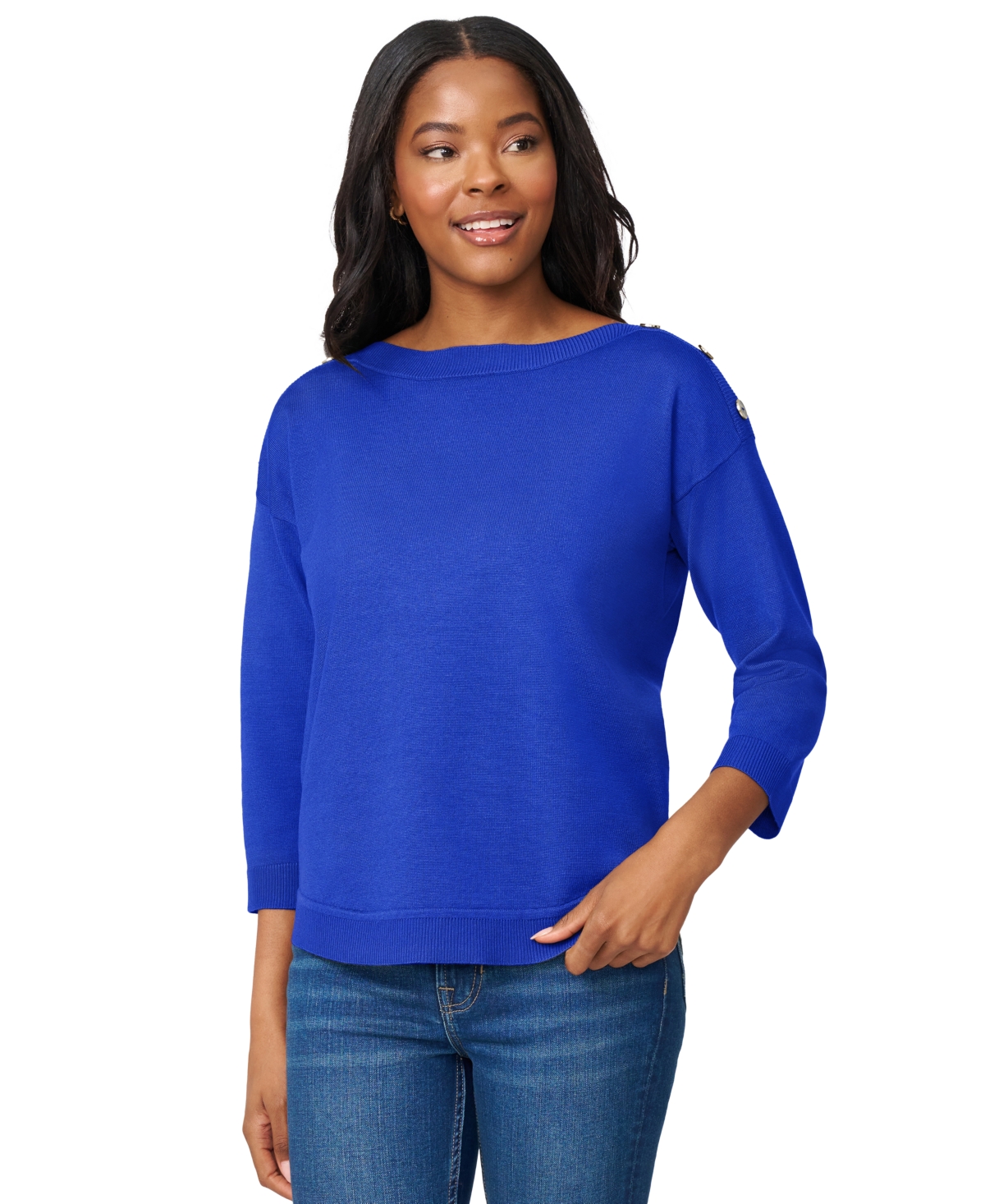 Click here for Melissa Paige Womens Boat-Neck Button-Shoulder Swe... prices