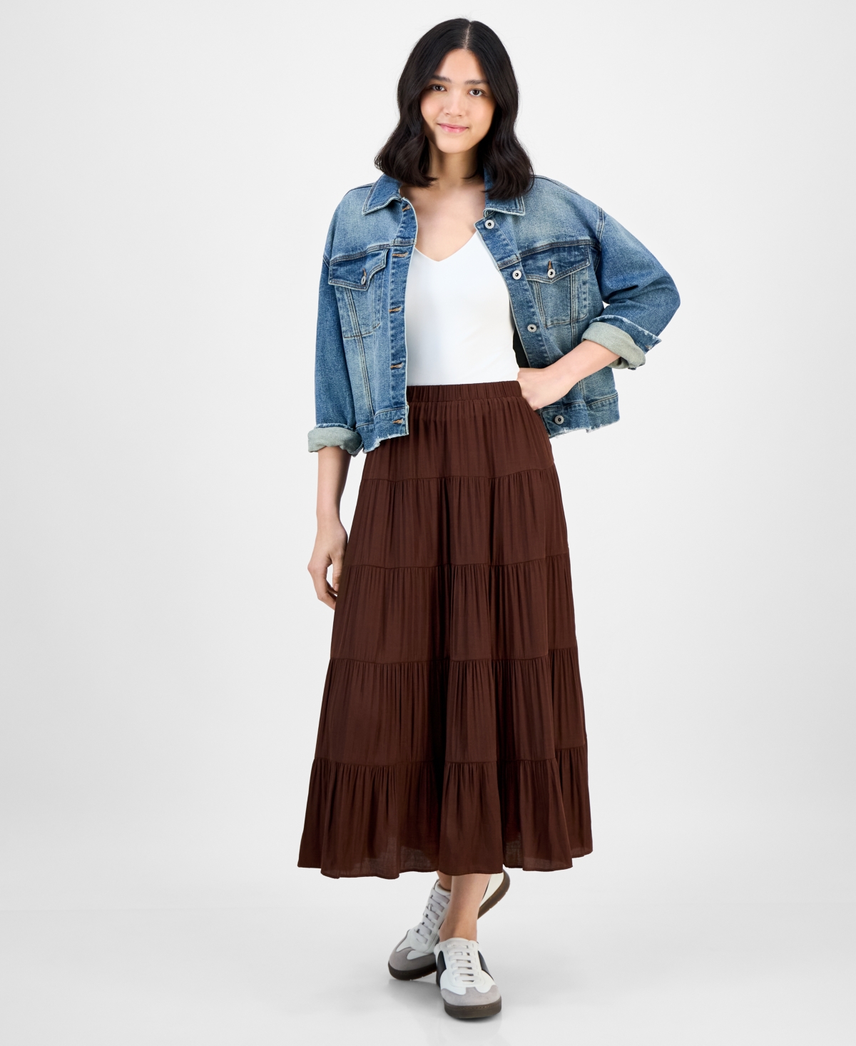 Click here for And Now This Womens Pull-On Tiered Maxi Skirt - Ca... prices