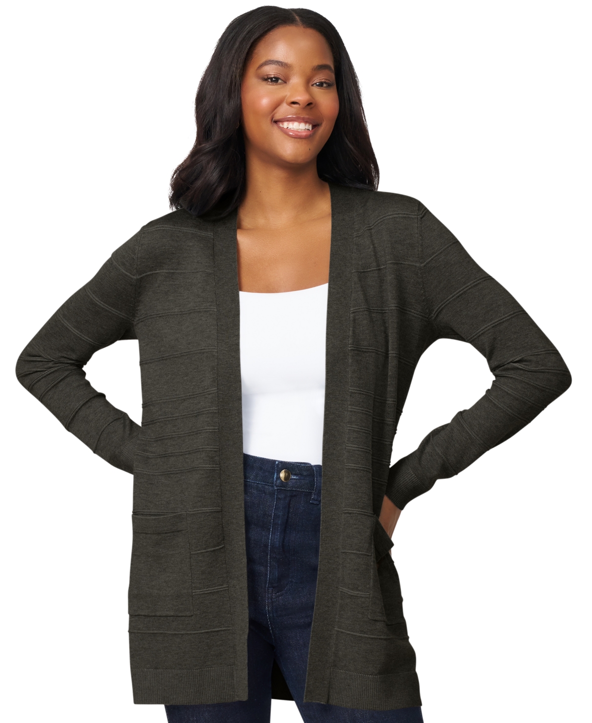 Click here for Melissa Paige Womens Ribbed Open-Front Long Cardig... prices